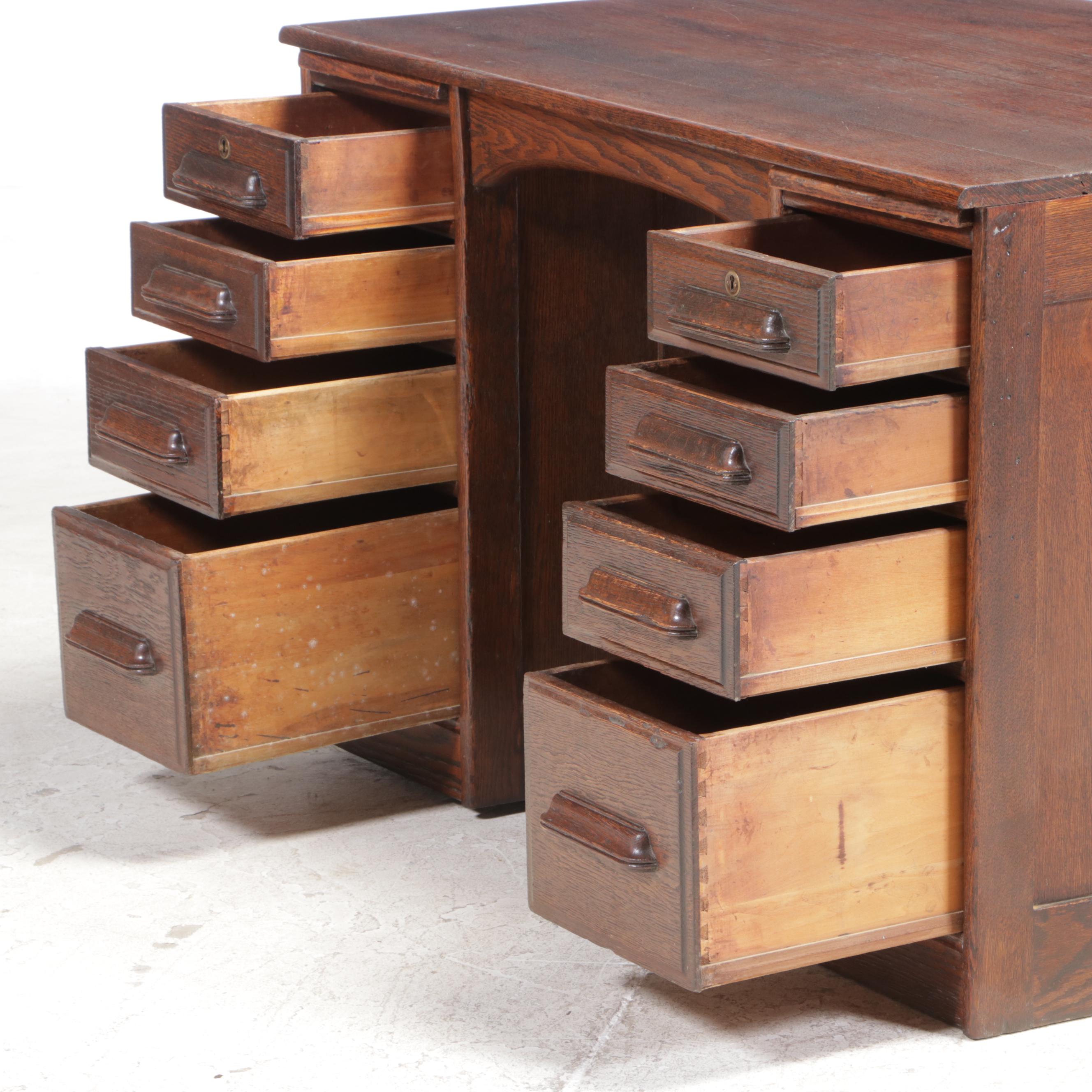 Larkin Soap Co. Oak Double-Pedestal Desk, Early 20th Century | EBTH