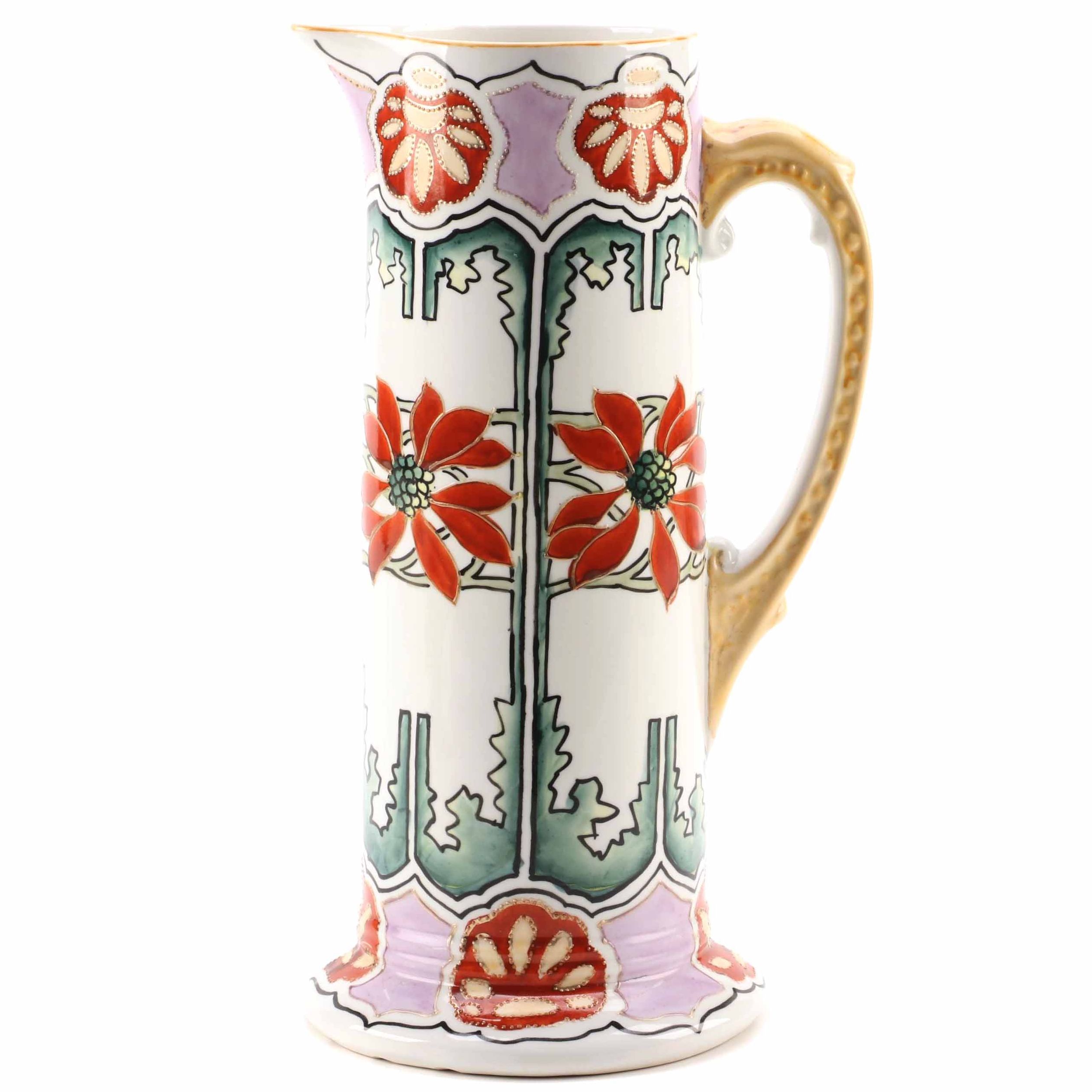 Royal Nishiki Nippon Art Nouveau Style Porcelain Pitcher, 1891-1921 | EBTH