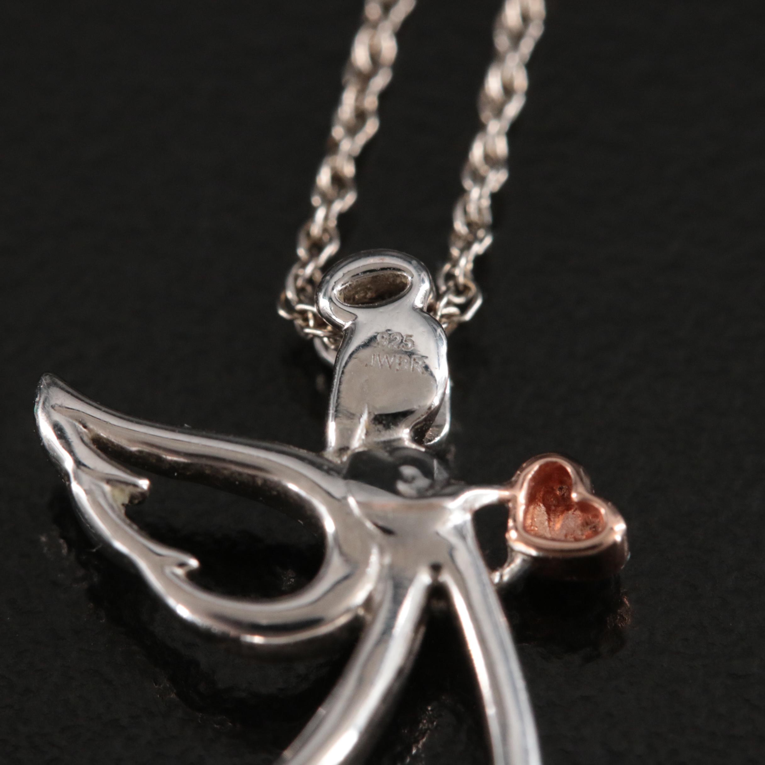 Sterling Diamond Angel Pendant Necklace | EBTH