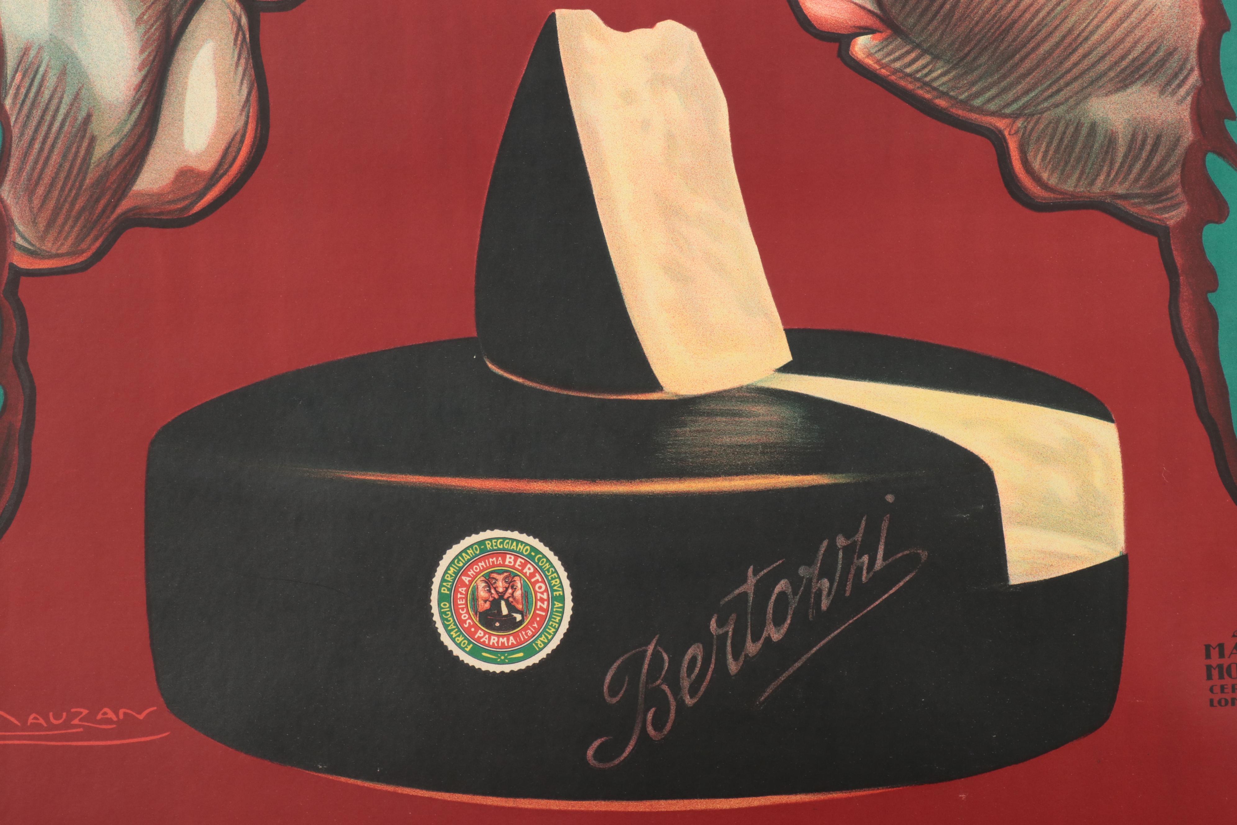 Archille Mauzan Lithograph Poster "Bertozzi Parmigiano Reggiano," 1930 ...