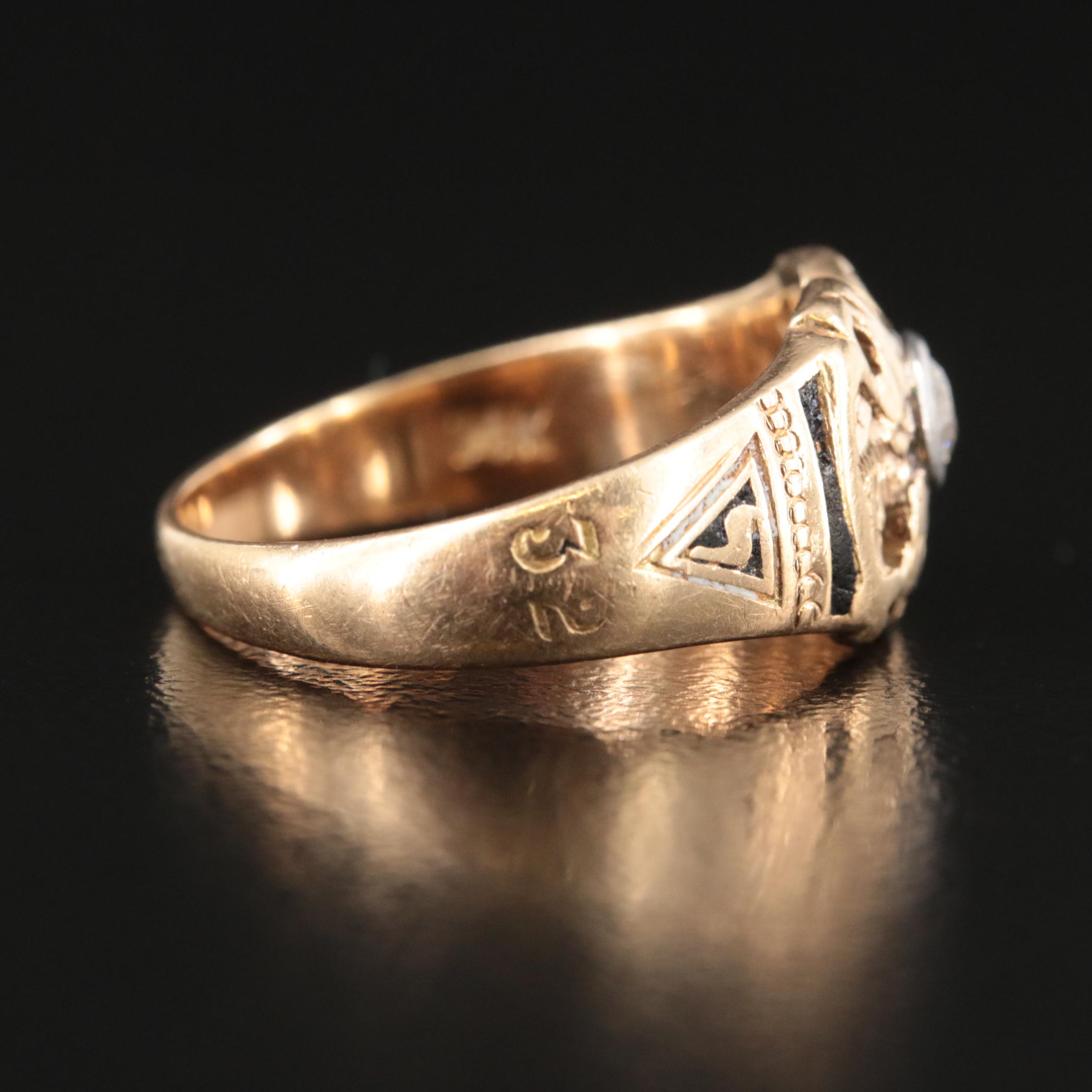 14K Diamond and Enamel Masonic Scottish Rite Ring | EBTH