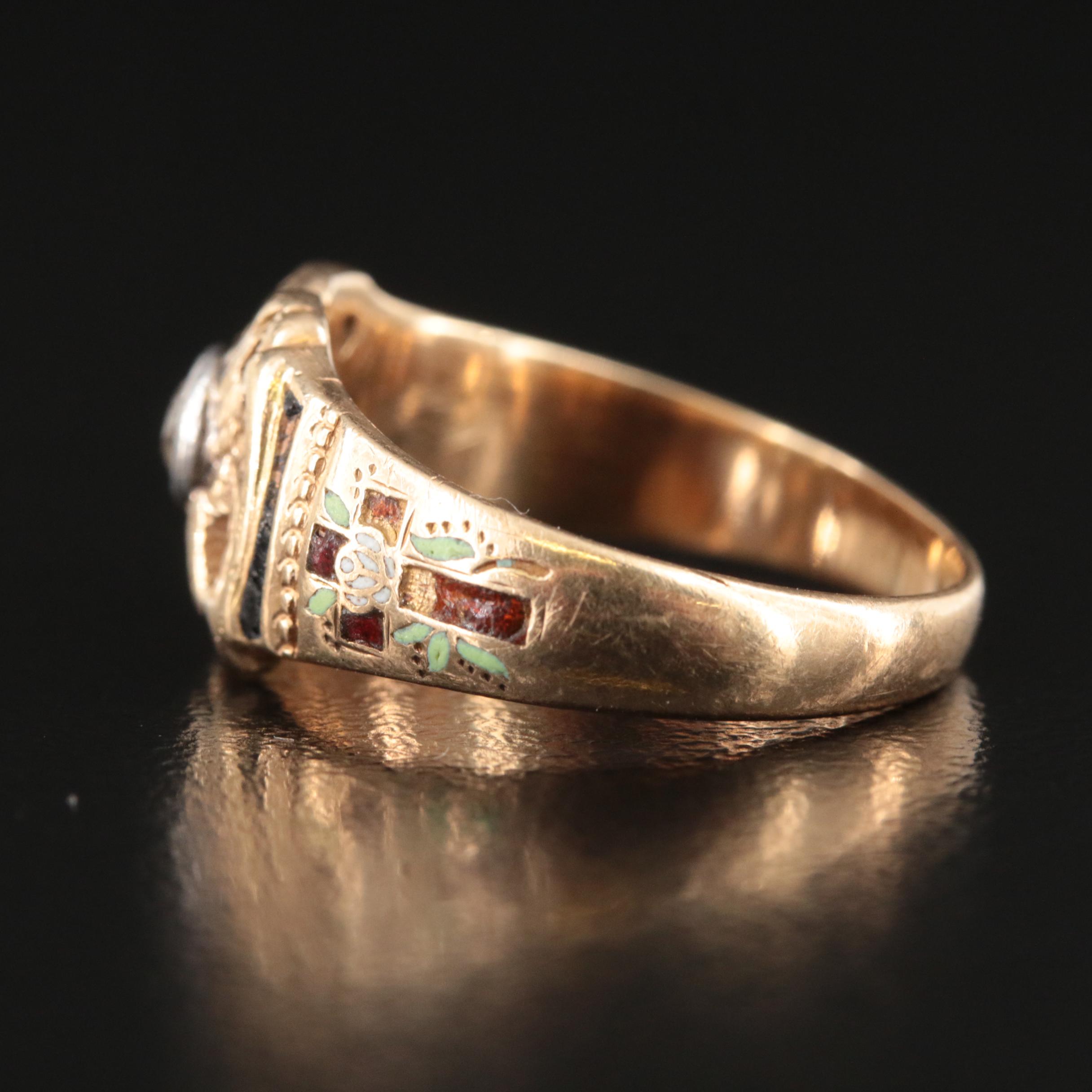 14K Diamond and Enamel Masonic Scottish Rite Ring | EBTH