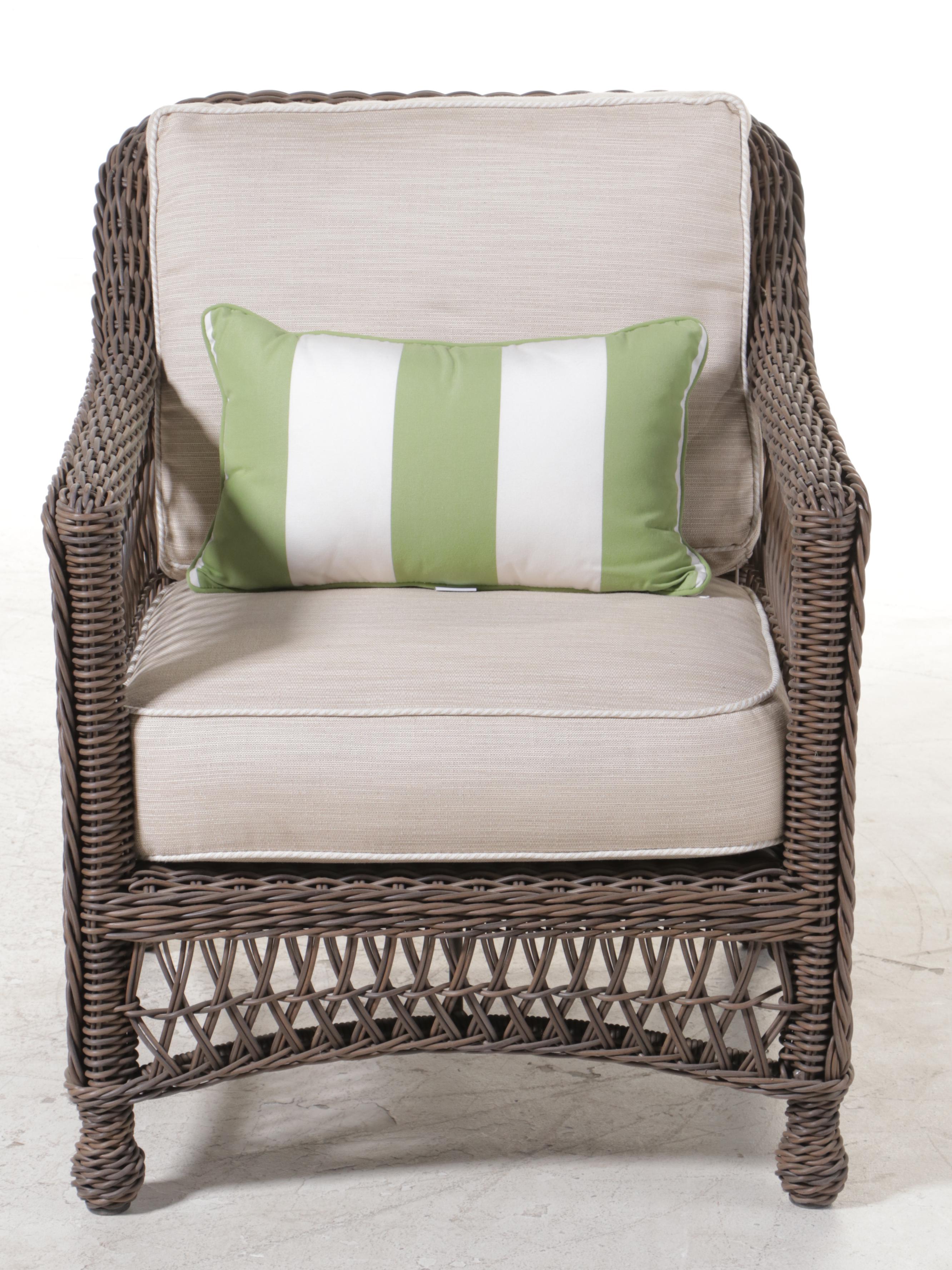 Frontgate "Hampton" Resin Wicker Patio Armchair and Ottoman in ...