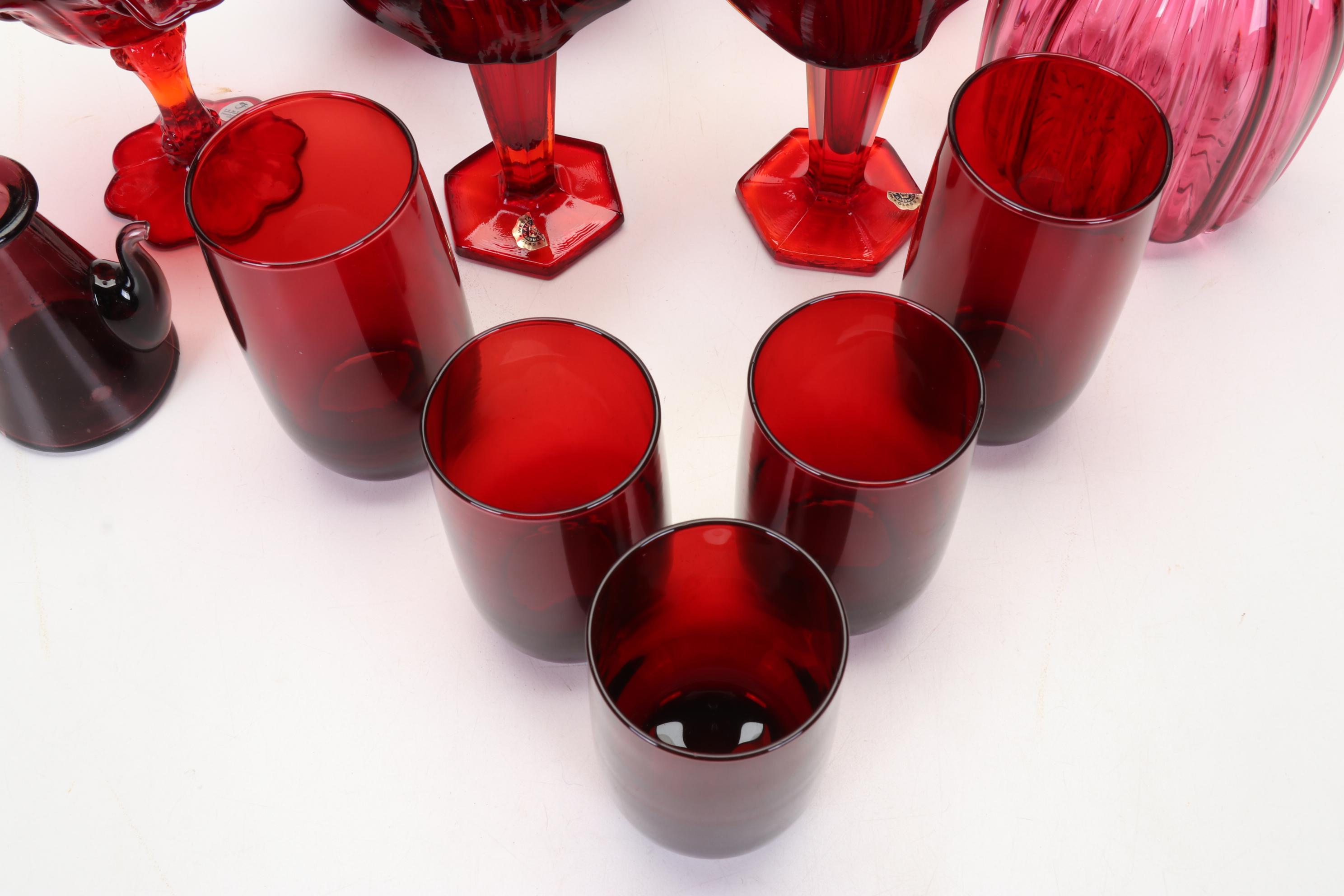 Ruby Red & Cranberry Glass Featuring Fenton, Anchor Hocking, & More ...
