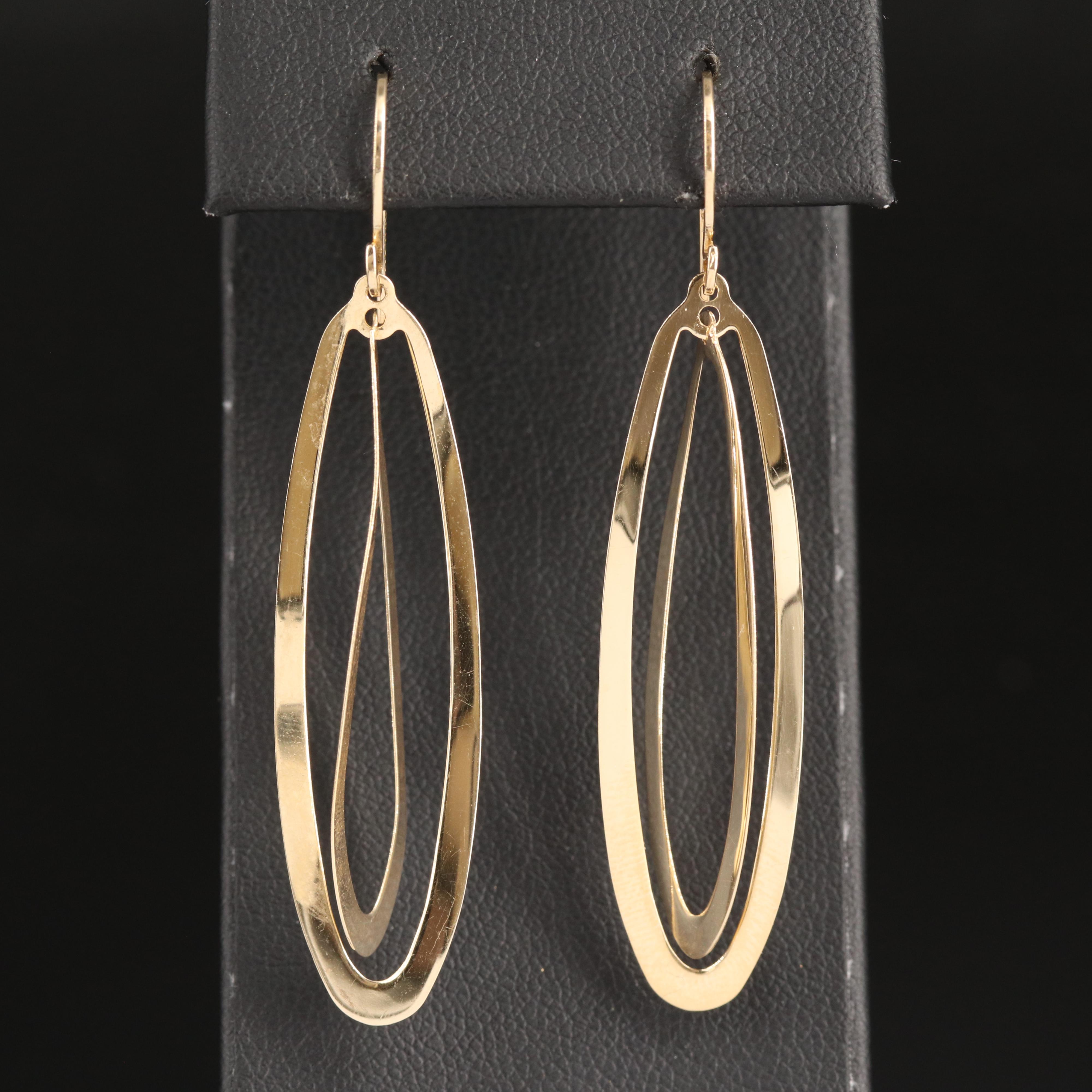 14K Oval Dangle Earrings | EBTH