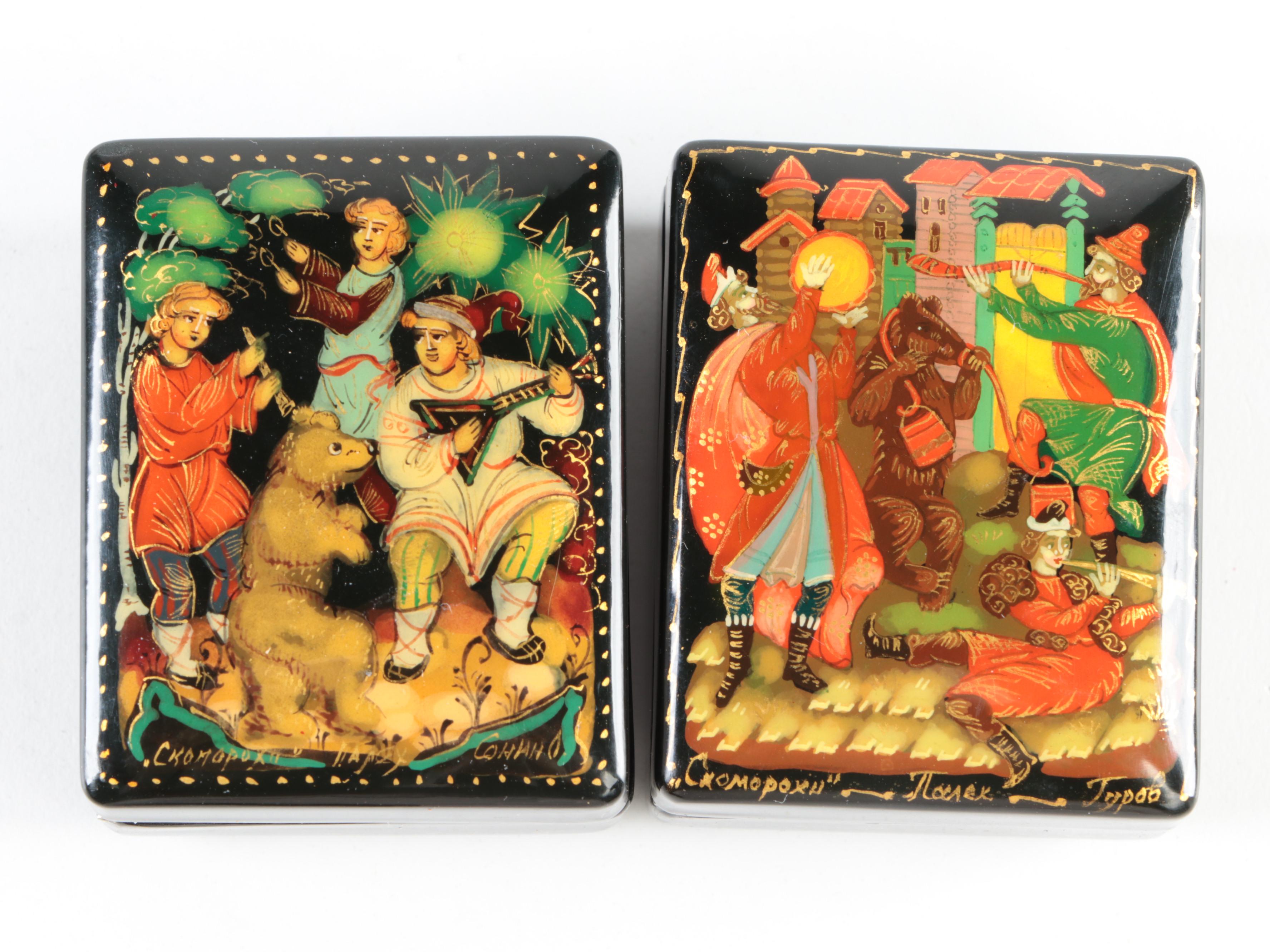 Russian Palekh Hand-Painted Folktale Lacquerware Boxes | EBTH