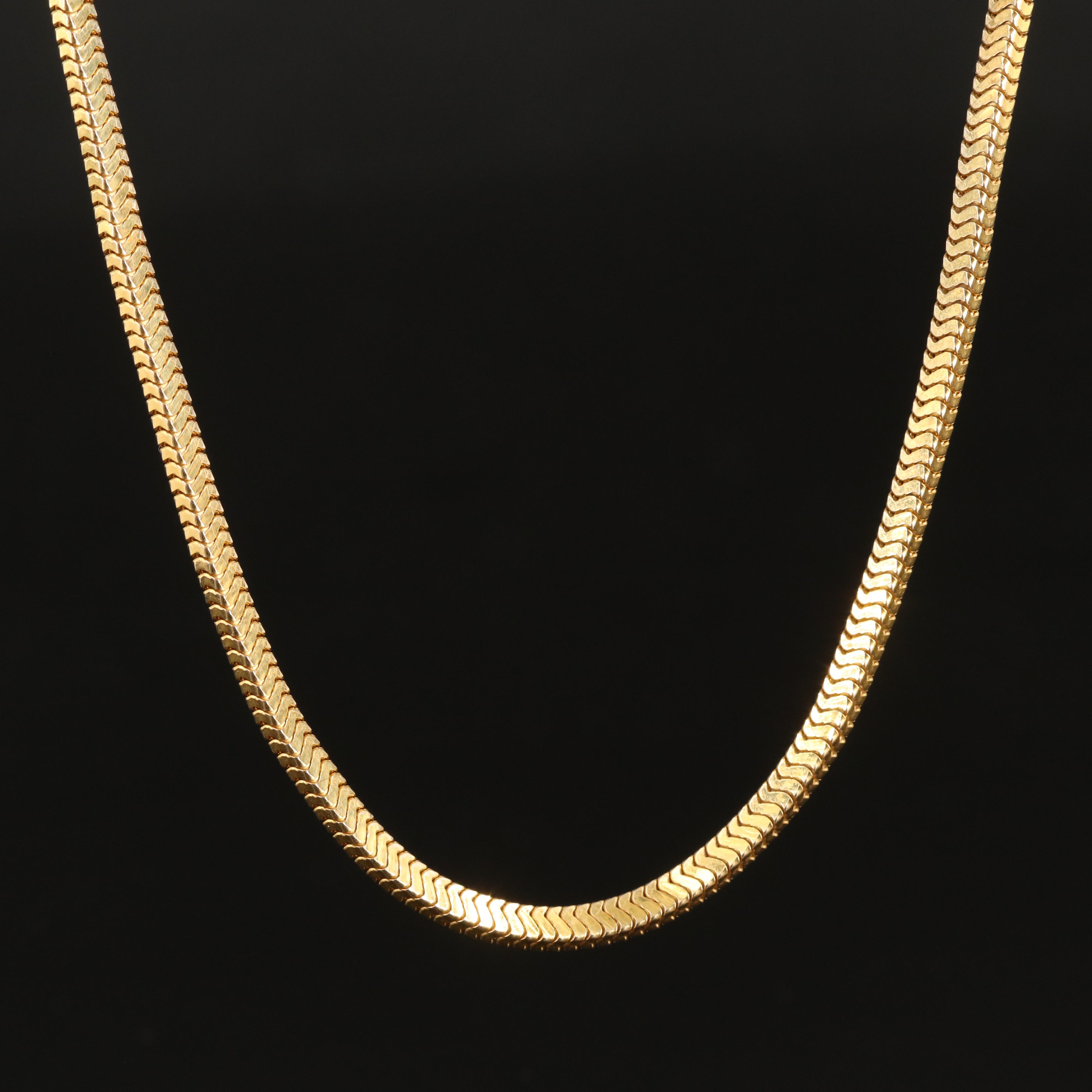 14K Rectangular Snake Chain Necklace | EBTH