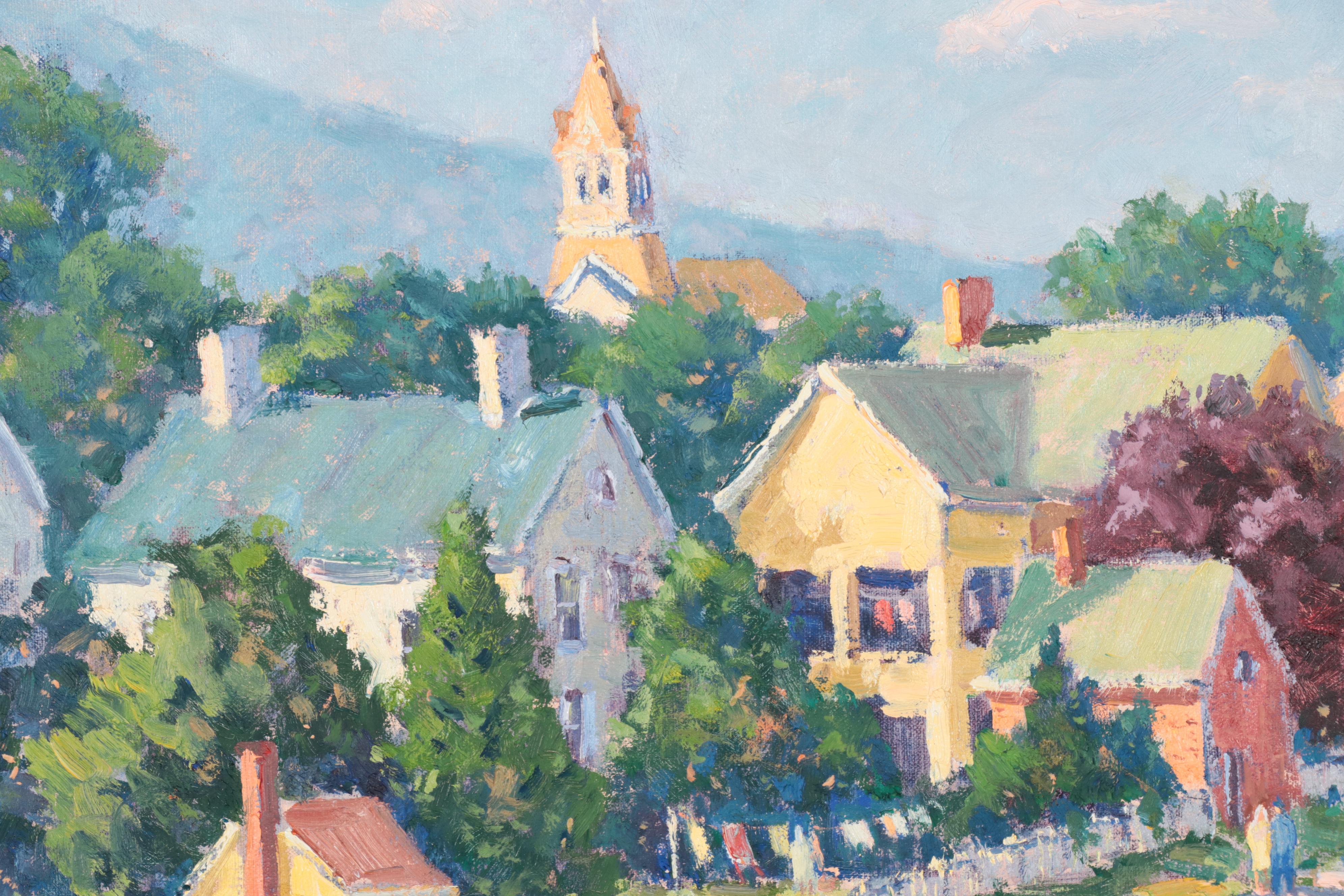 Bill Schmidt Oil Painting Town Landscape "Village Evening" | EBTH