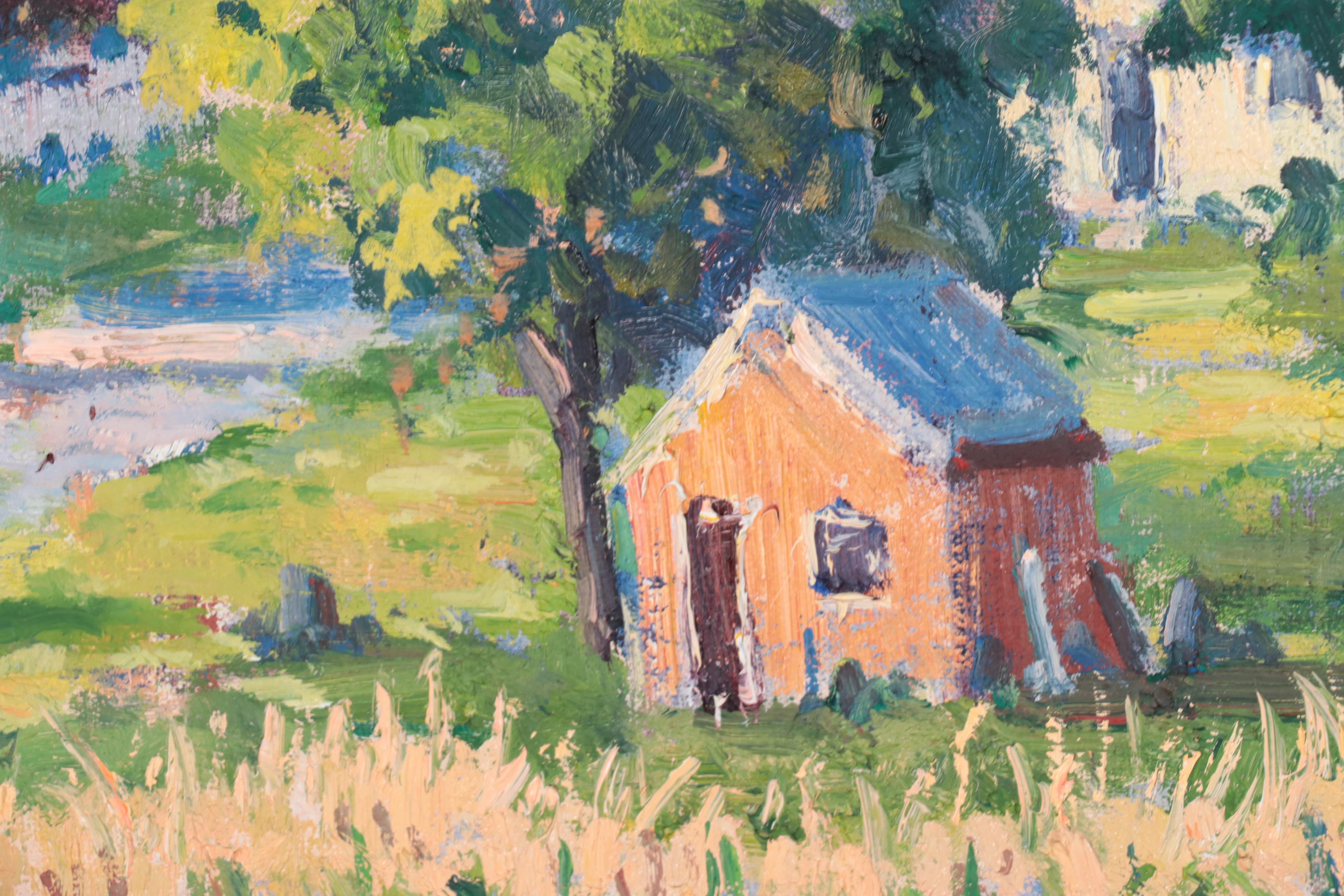 Bill Schmidt Oil Painting Town Landscape "Village Evening" | EBTH