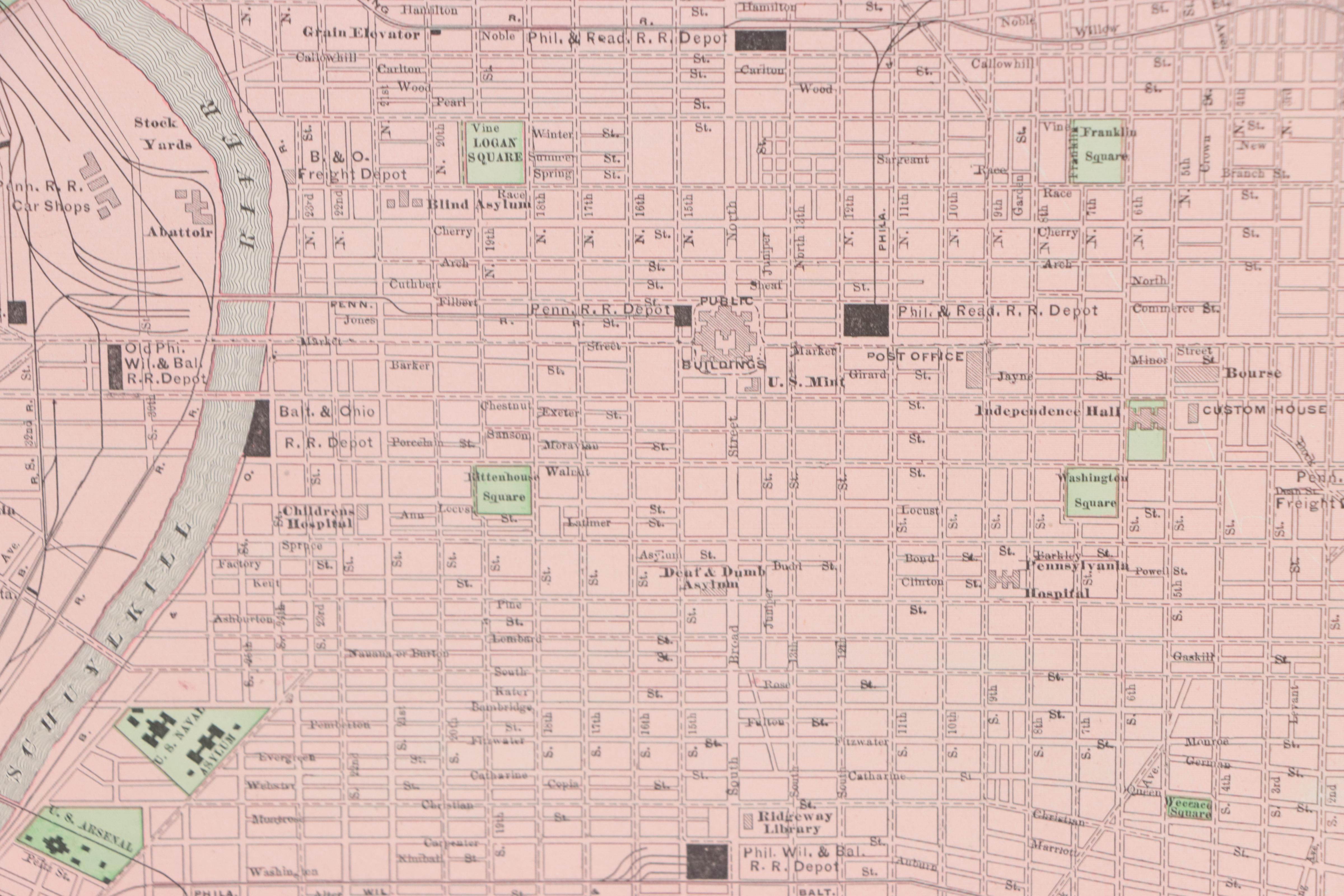 Rand, McNally & Co. "Map of the Main Portion of Philadelphia," Circa ...