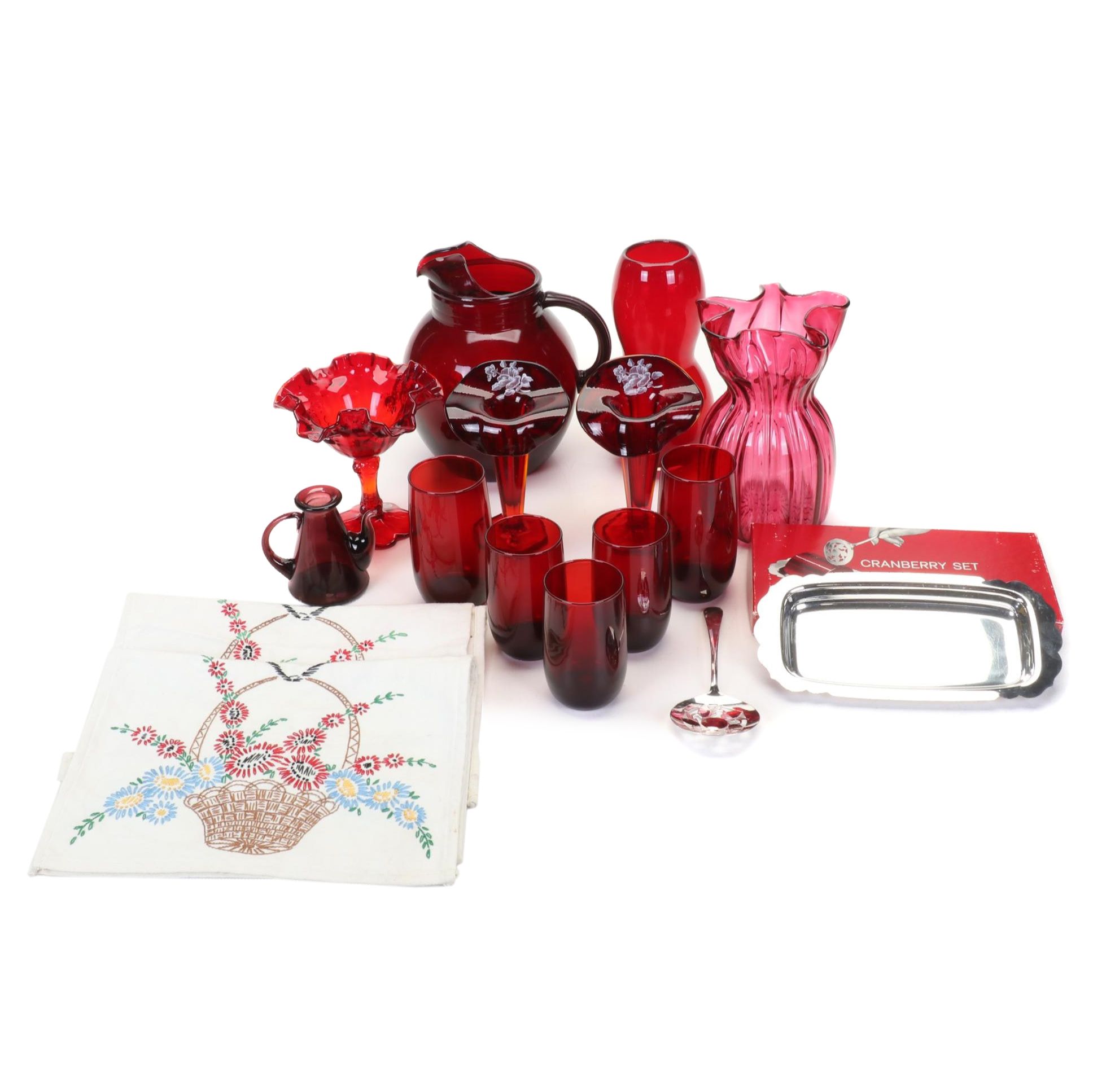 Ruby Red & Cranberry Glass Featuring Fenton, Anchor Hocking, & More ...