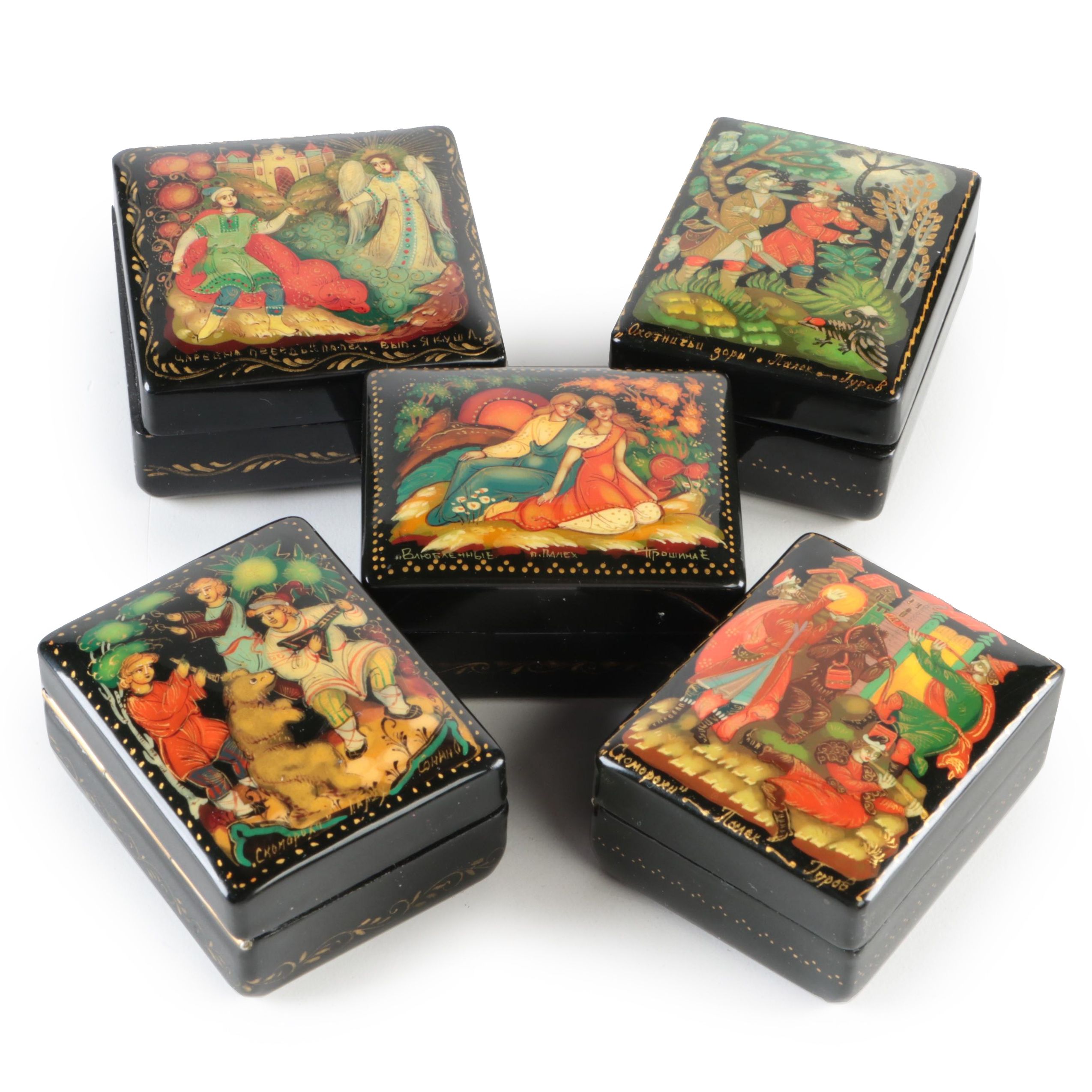 Russian Palekh Hand-Painted Folktale Lacquerware Boxes | EBTH