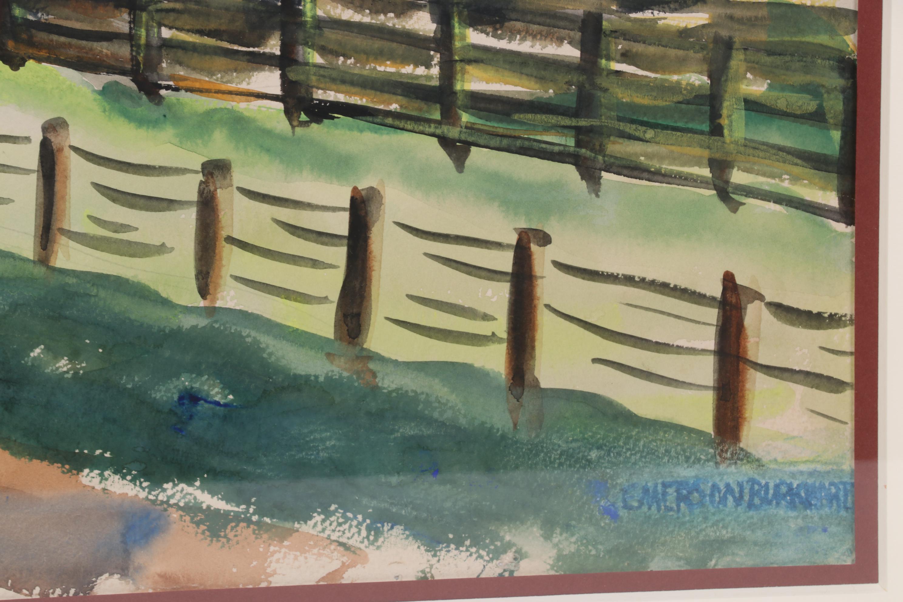 Emerson Burkhart Watercolor Painting of Red-Roofed Barn, Mid-20th ...