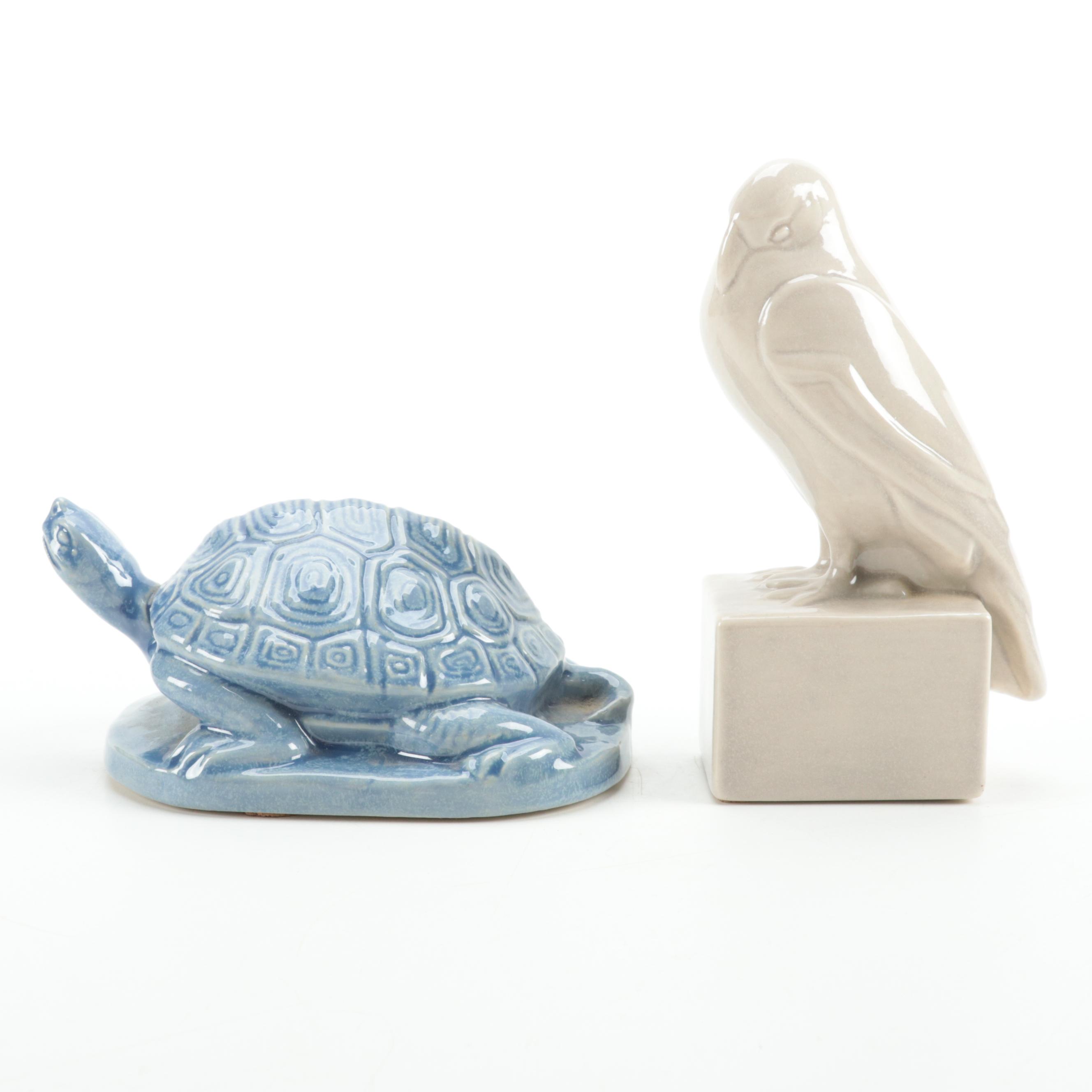 Rookwood Pottery Turtle and Rook Paperweights, 1990s | EBTH