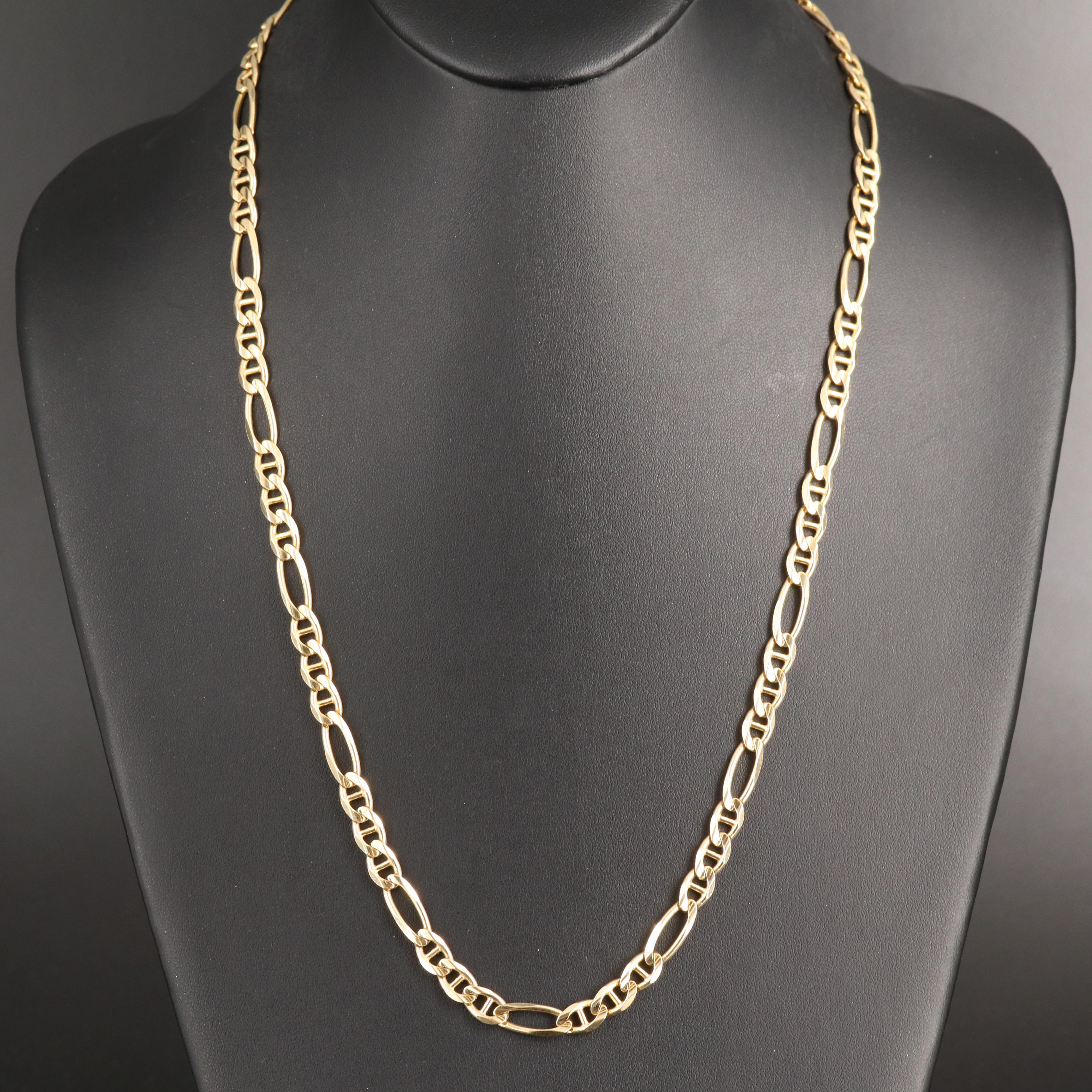 Italian 14K Mariner Figaro Chain Necklace | EBTH