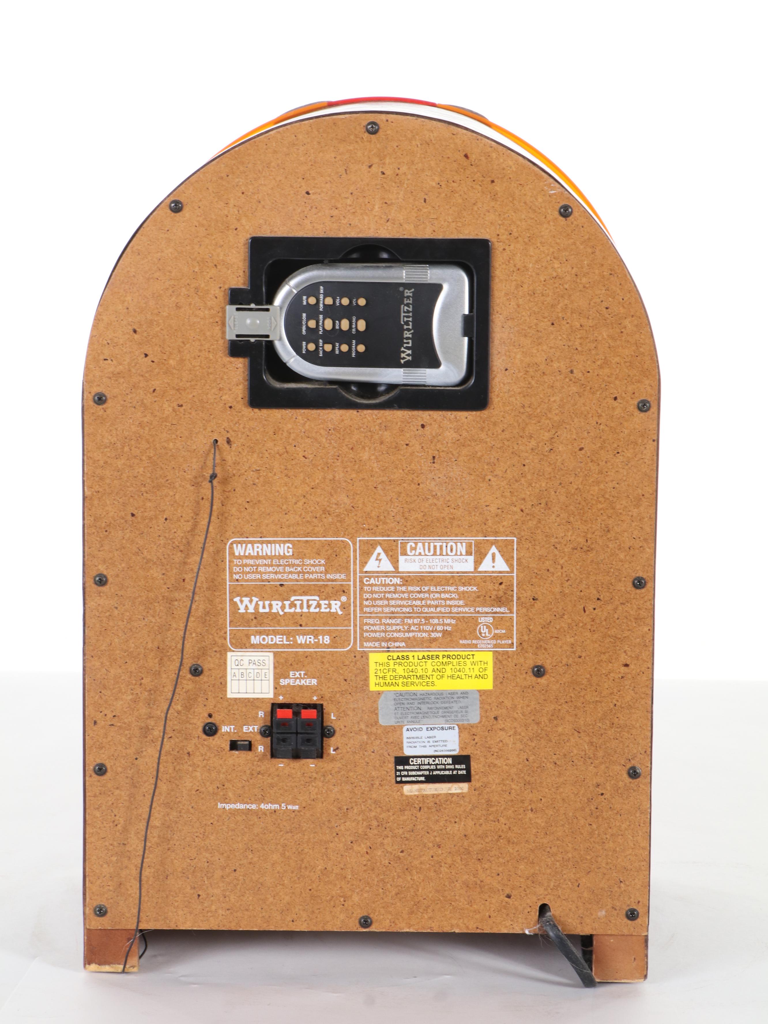 Wurlitzer Mini Jukebox Style Tabletop CD Player With Radio, 2000 | EBTH