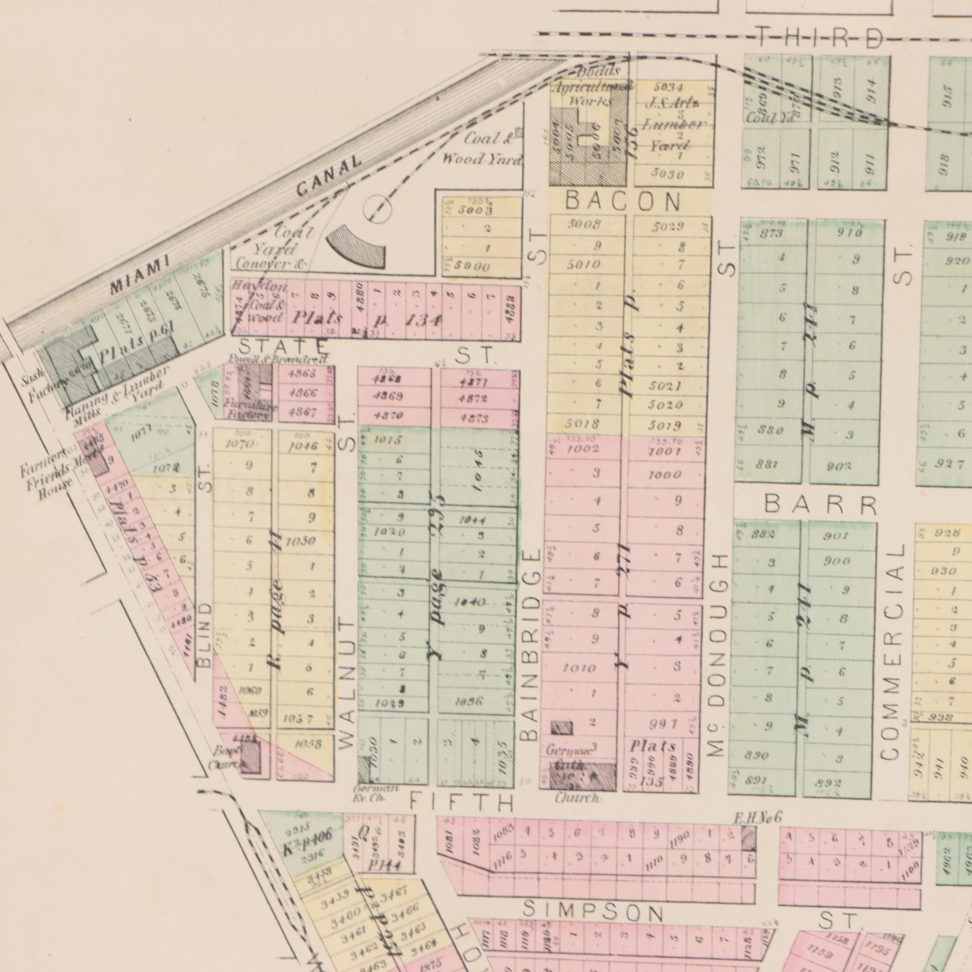 L.H. Everts Hand-Colored Lithograph Map of Cleveland "Sixth Ward ...