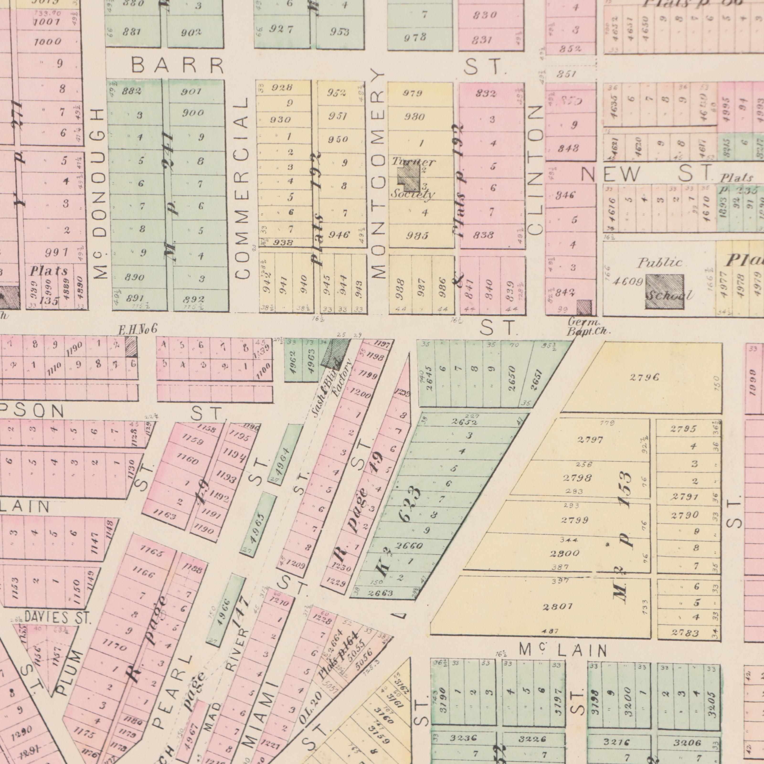 L.H. Everts Hand-Colored Lithograph Map of Cleveland "Sixth Ward ...