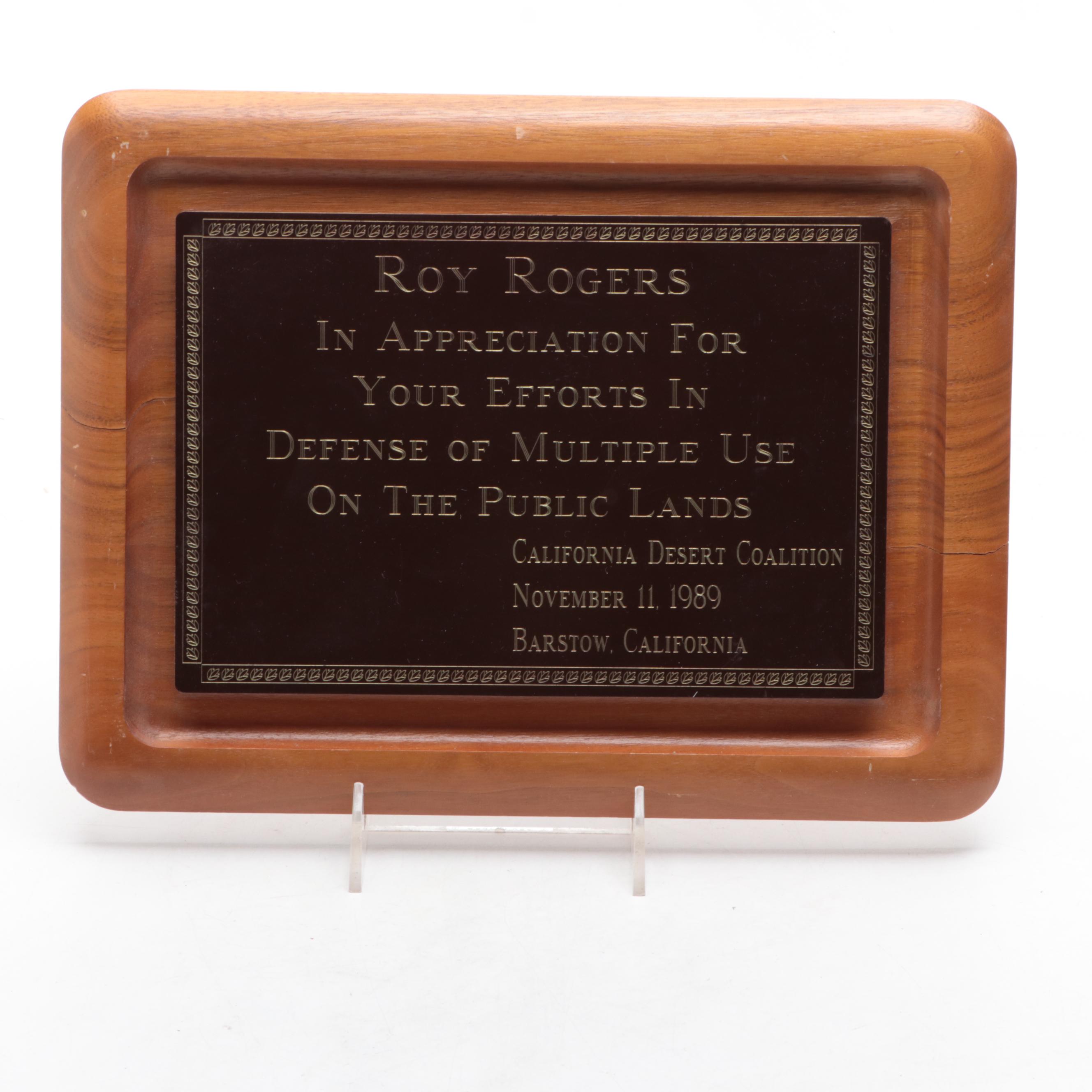 Roy Rogers Memorabilia including Personalized Plaque, Toy Revolver and ...