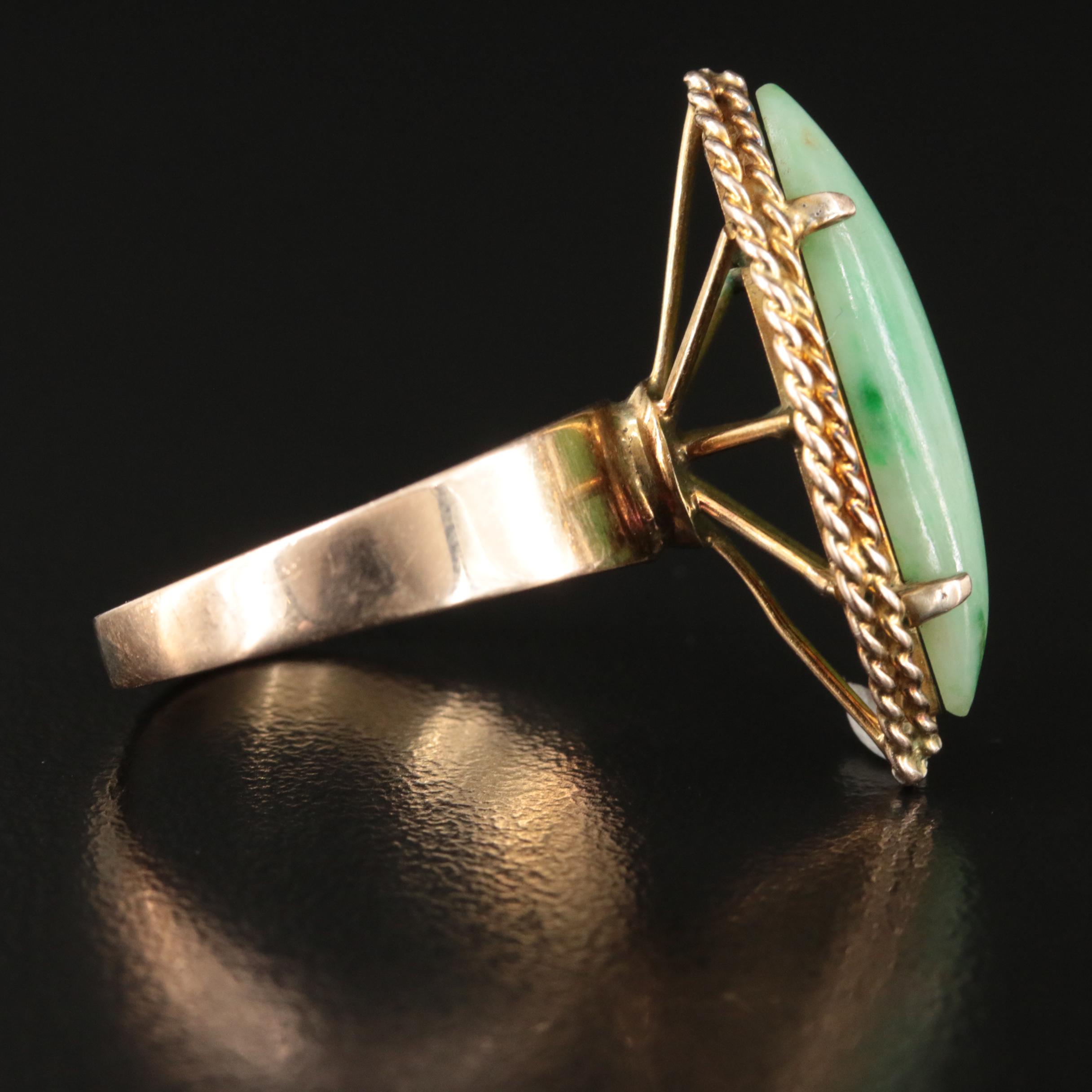 Vintage 10K Jadeite Navette Ring | EBTH