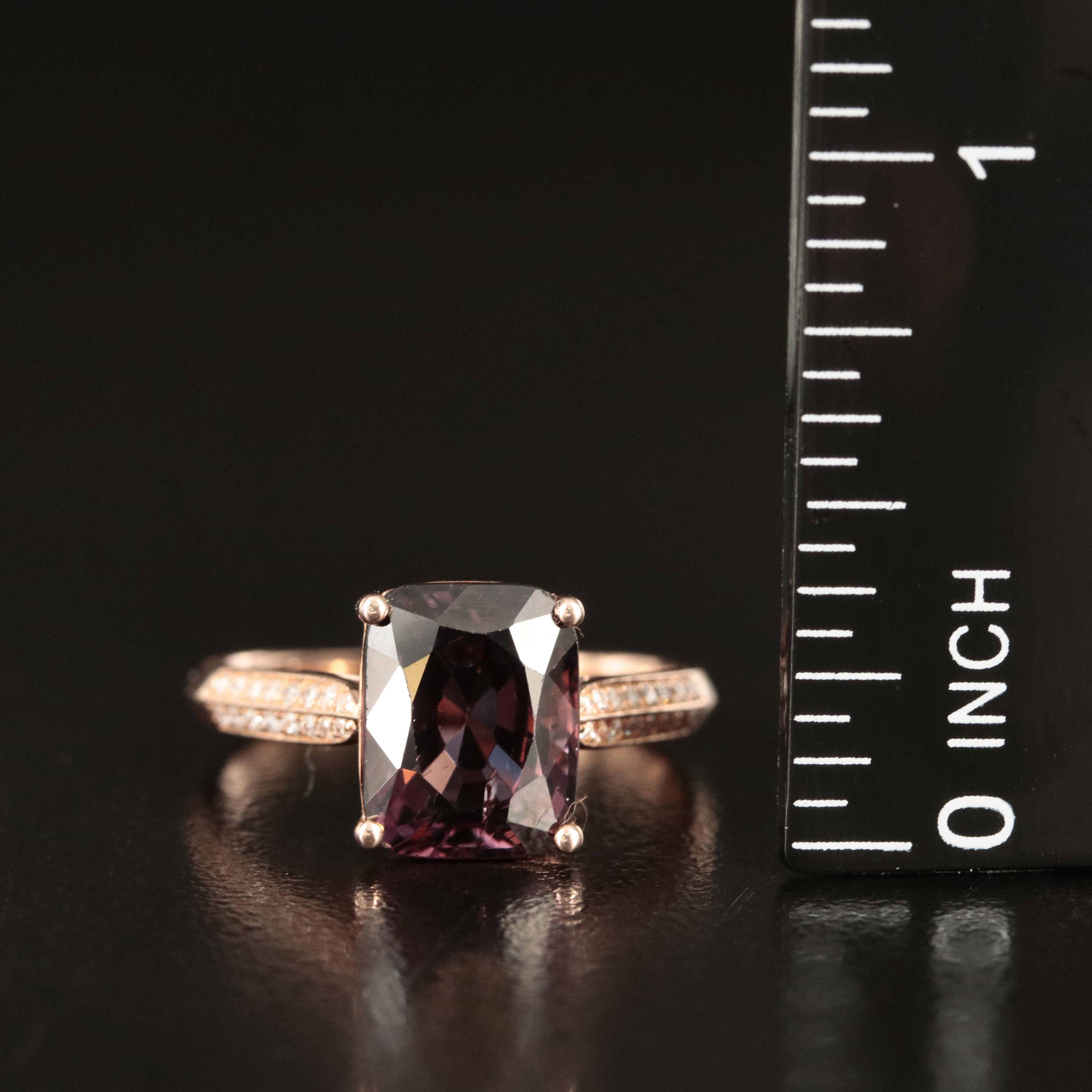 10K Rose Gold Spinel and Diamond Ring | EBTH