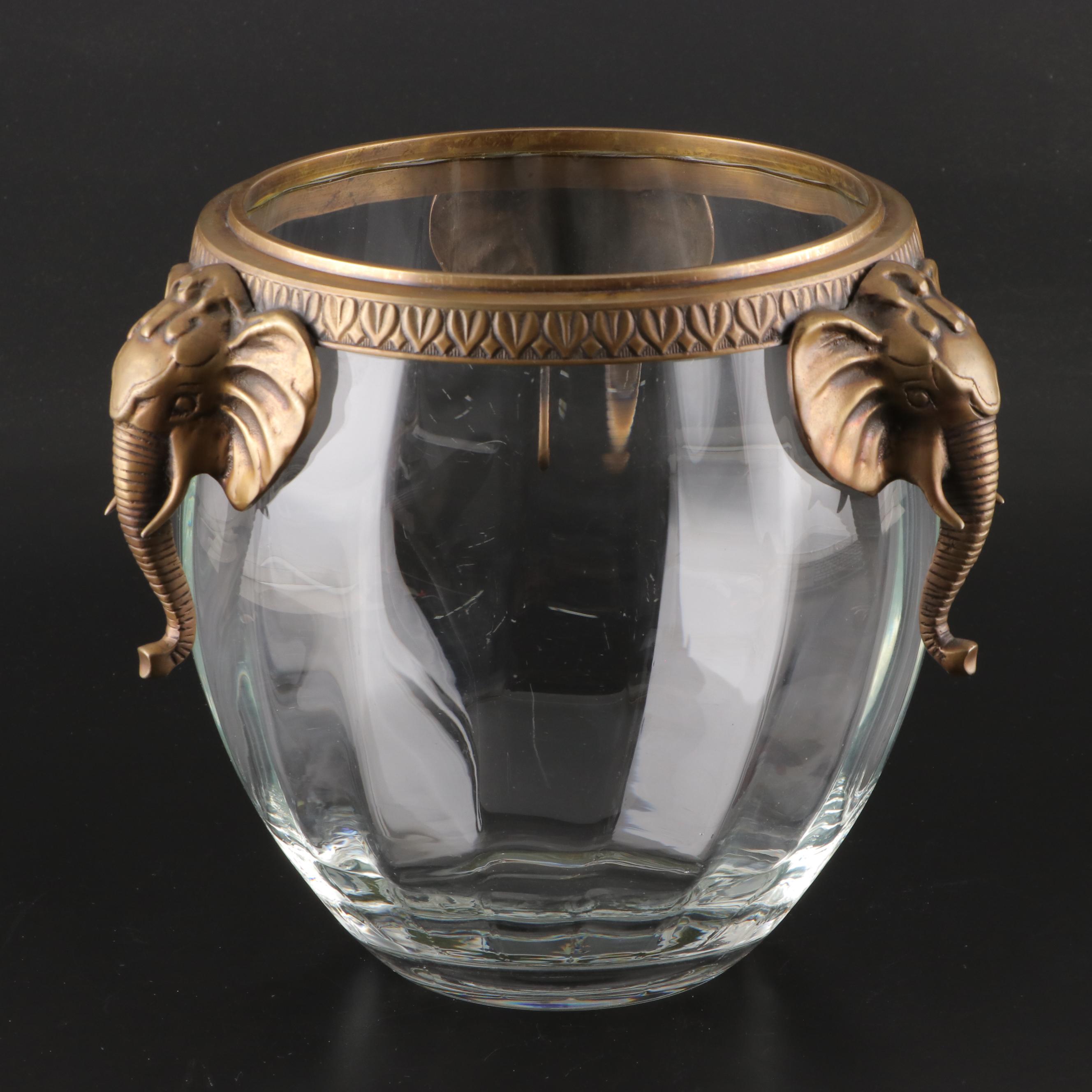 Castilian Imports Brass and Crystal Figural Urn | EBTH