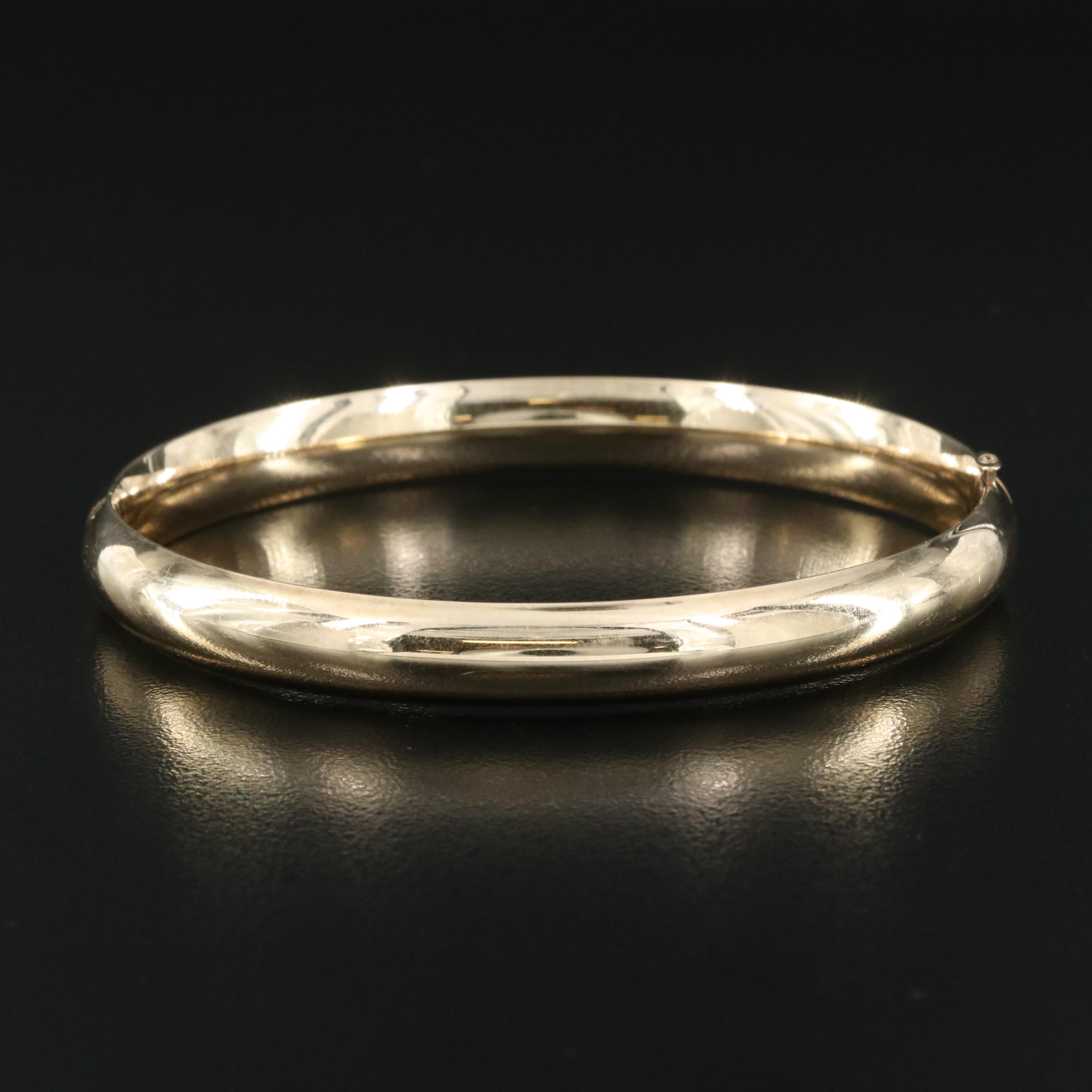 14K Yellow Gold and Diamond Hinged Bangle Bracelet | EBTH