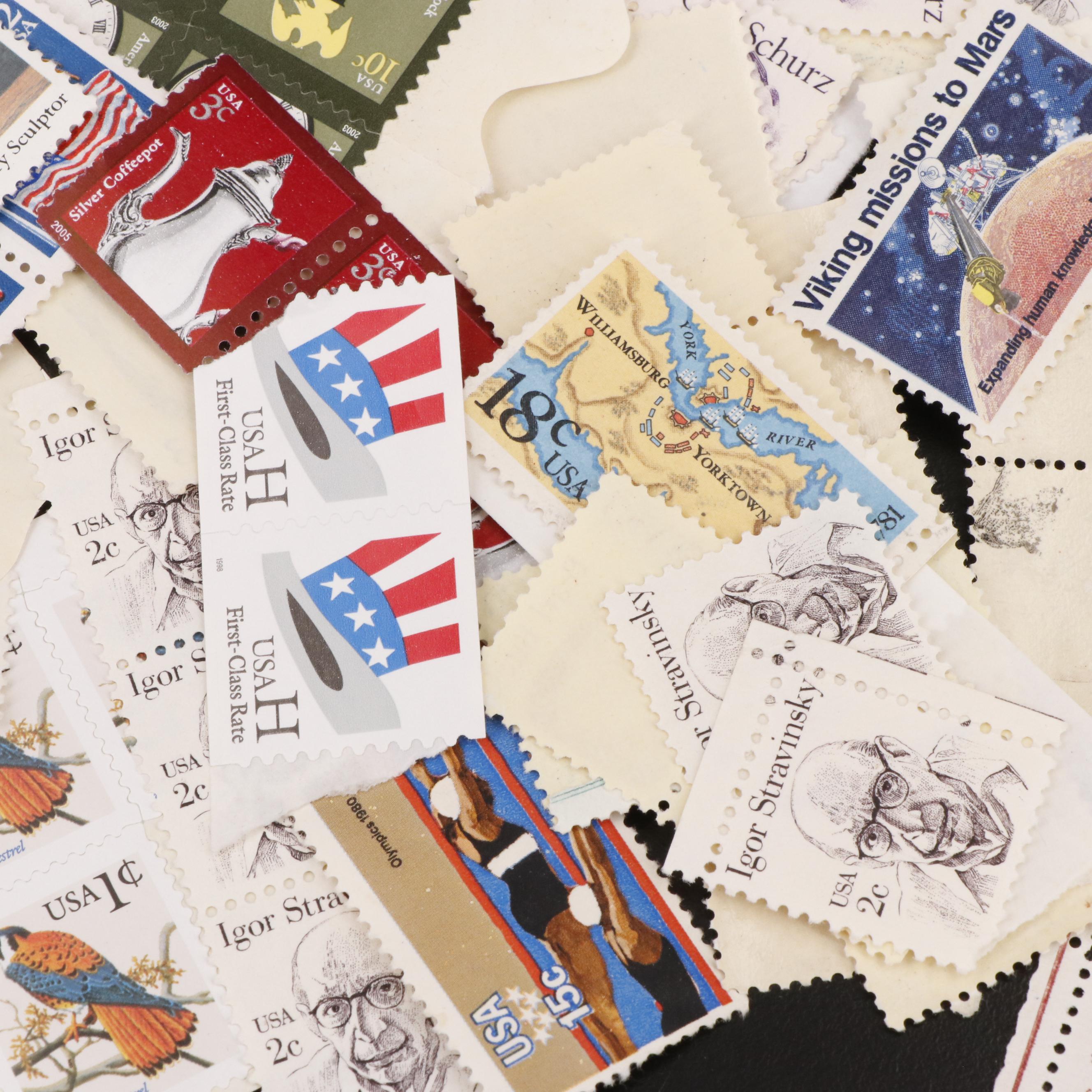 Small Stamp Collection Including Early Franklin and Washington Stamps ...