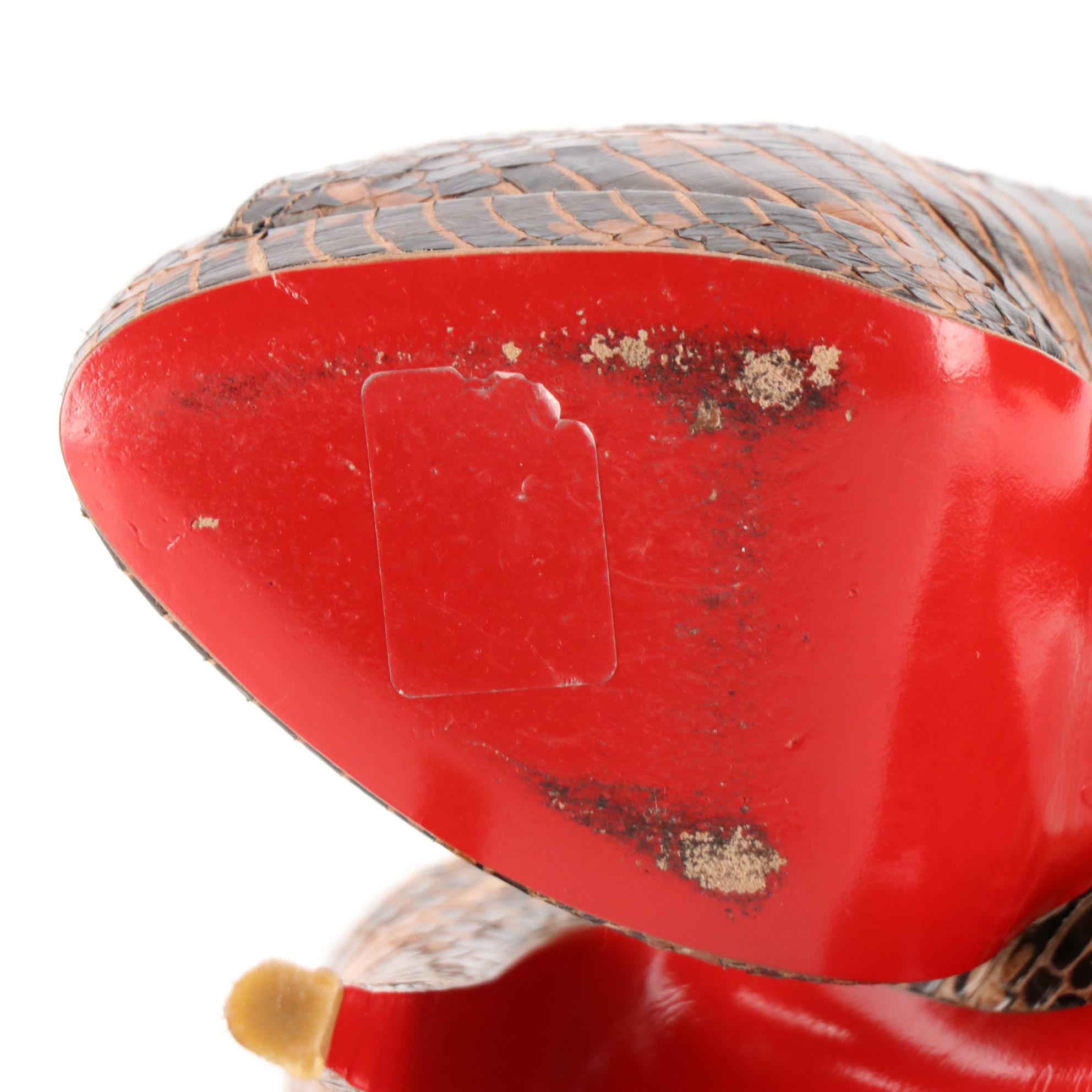 Christian Louboutin Python Hyper Prive 125mm Platform Peep Toe Pumps | EBTH