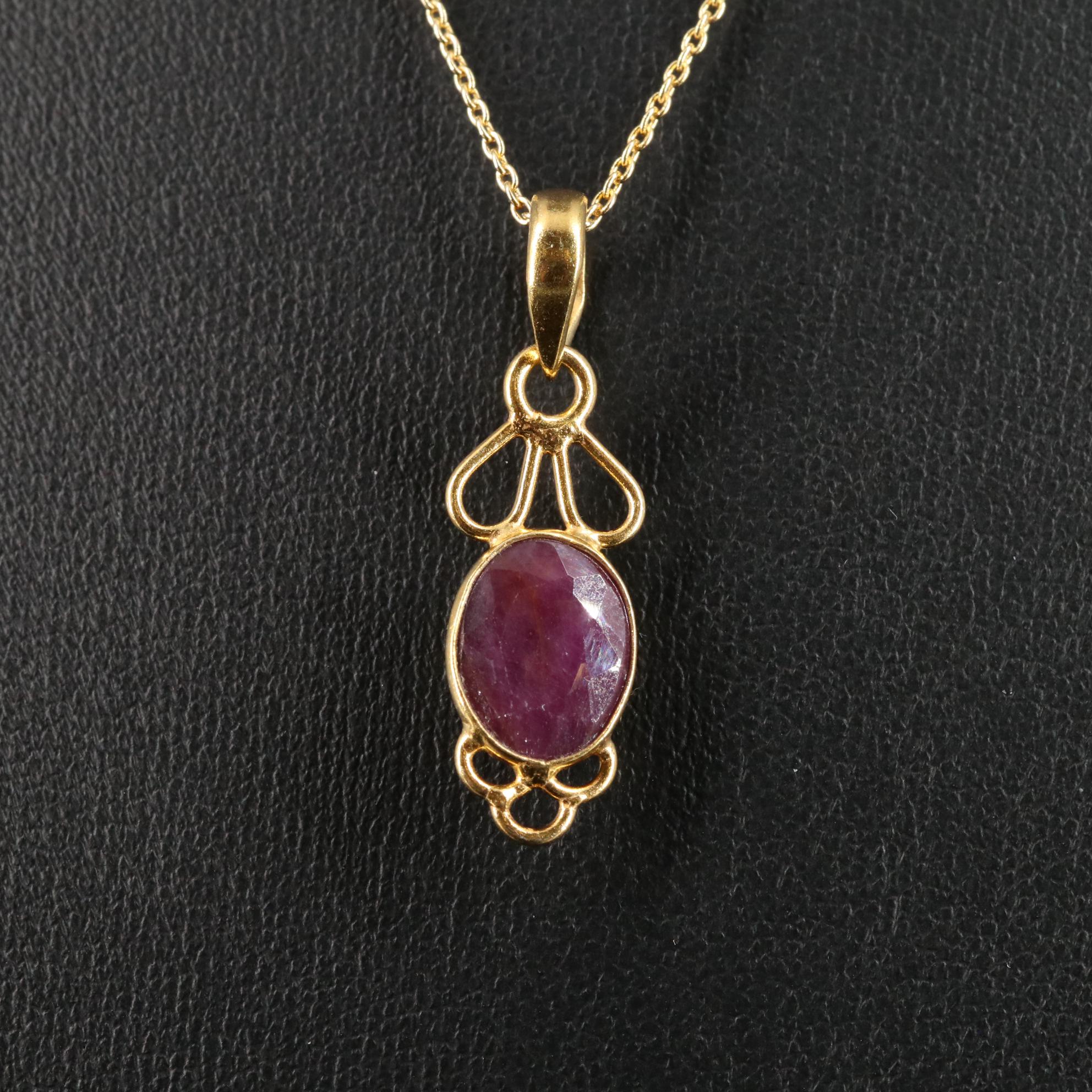 Sterling Filled Corundum Pendant Necklace | EBTH