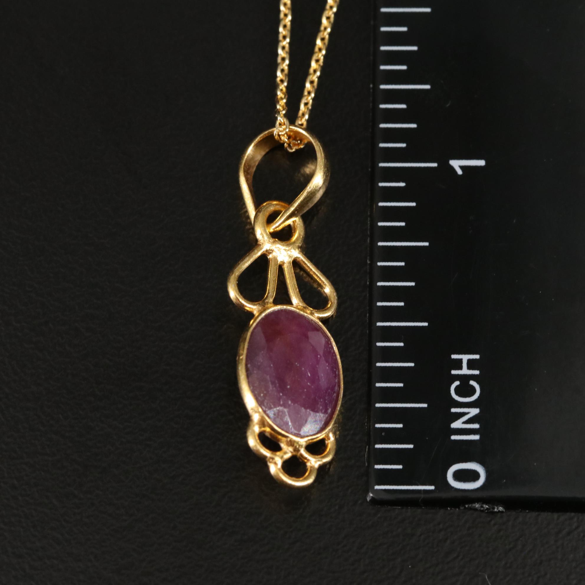 Sterling Filled Corundum Pendant Necklace | EBTH