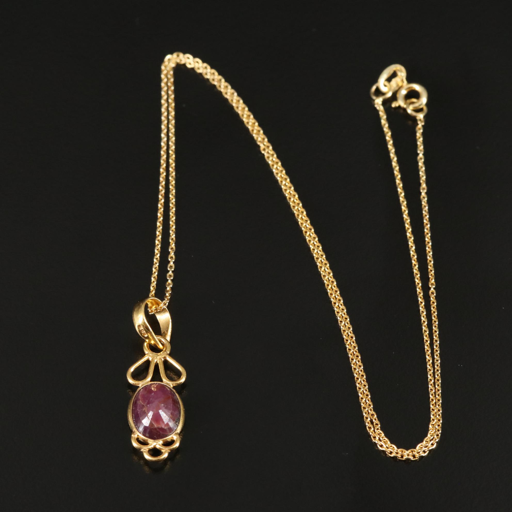 Sterling Filled Corundum Pendant Necklace | EBTH