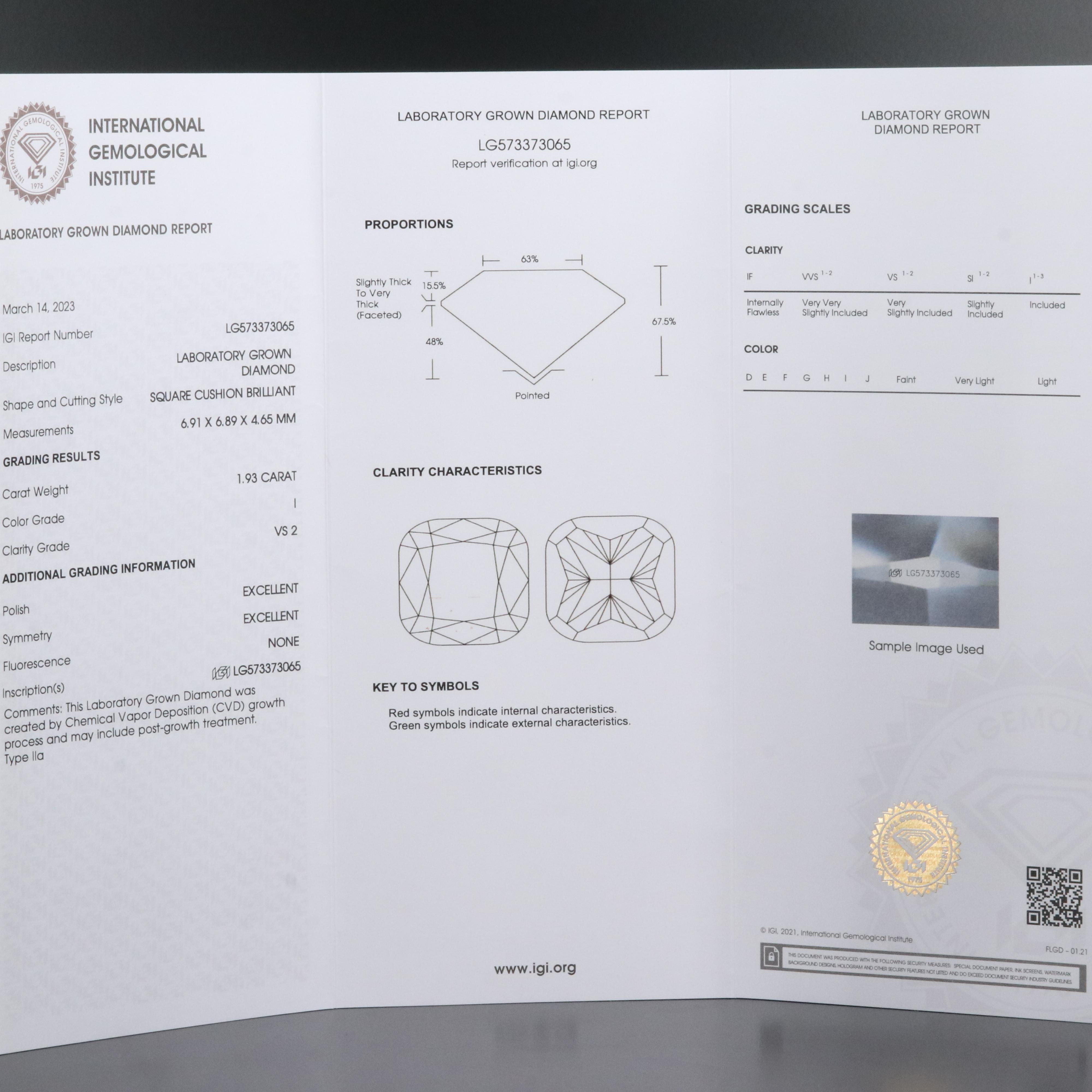 Loose 1.93 CT Lab Grown Diamond with IGI Report | EBTH