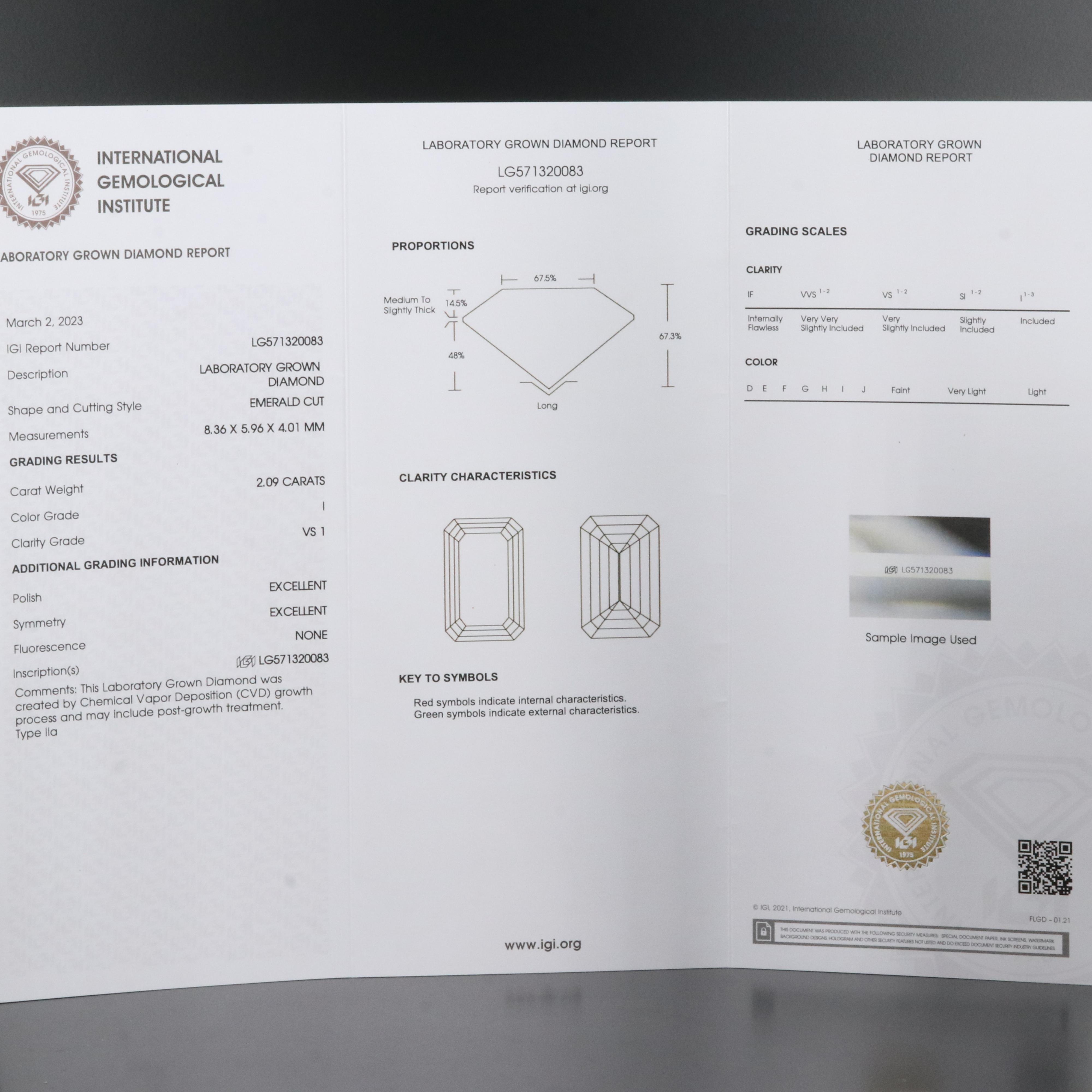 Loose 2.09 CT Lab Grown Diamond with IGI Report | EBTH