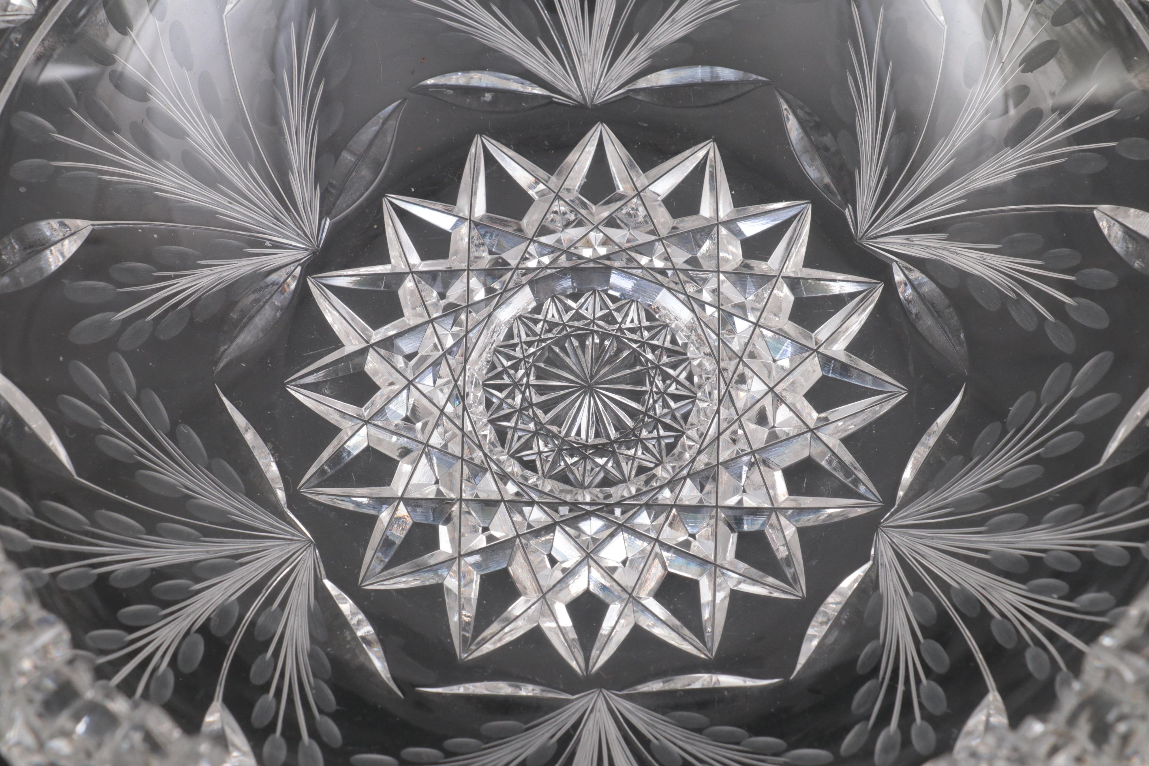 American Brilliant Cut Glass Harvard Rim and Foliate Pattern Double ...