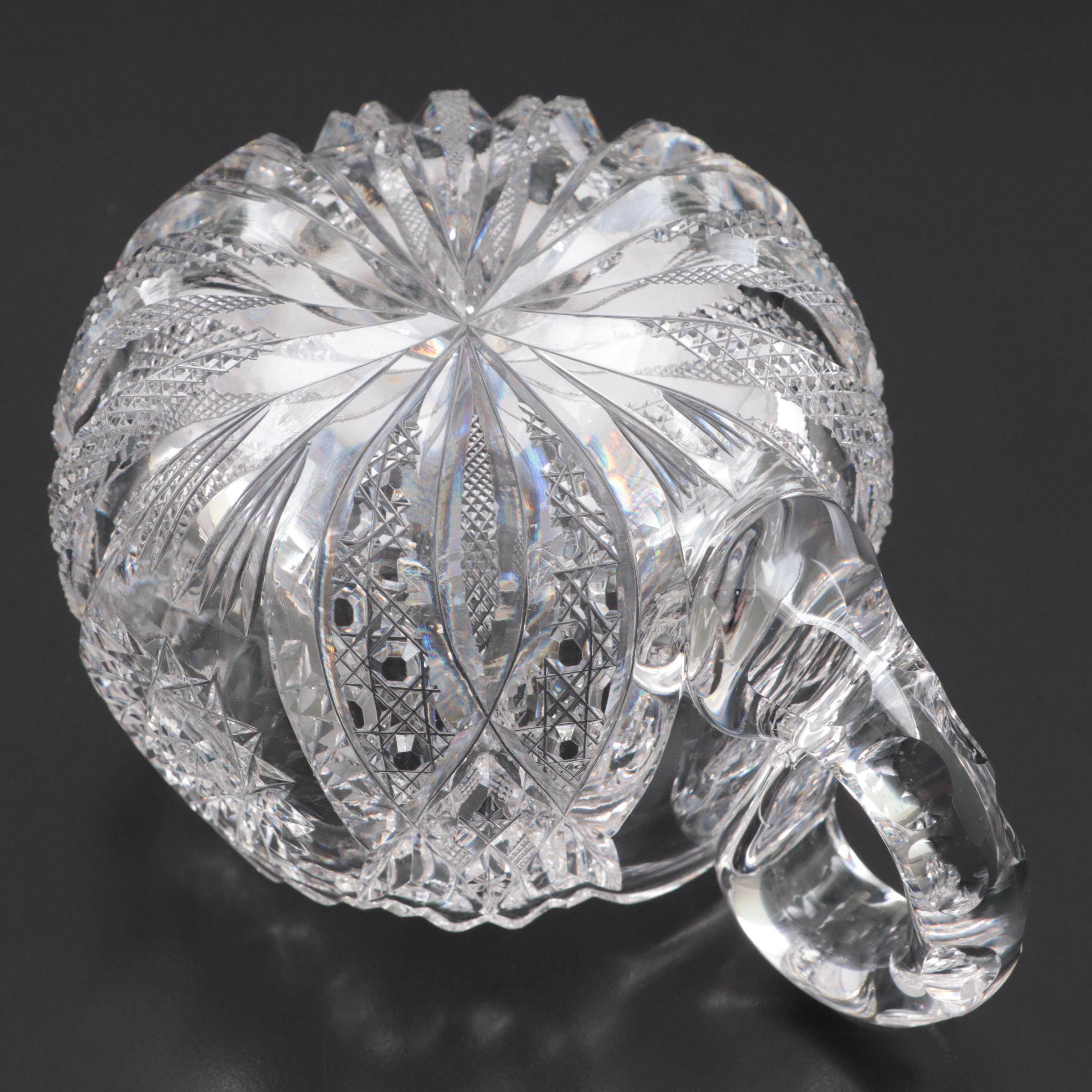 American Brilliant Cut Glass Hobstar and Cane Pattern Creamer | EBTH