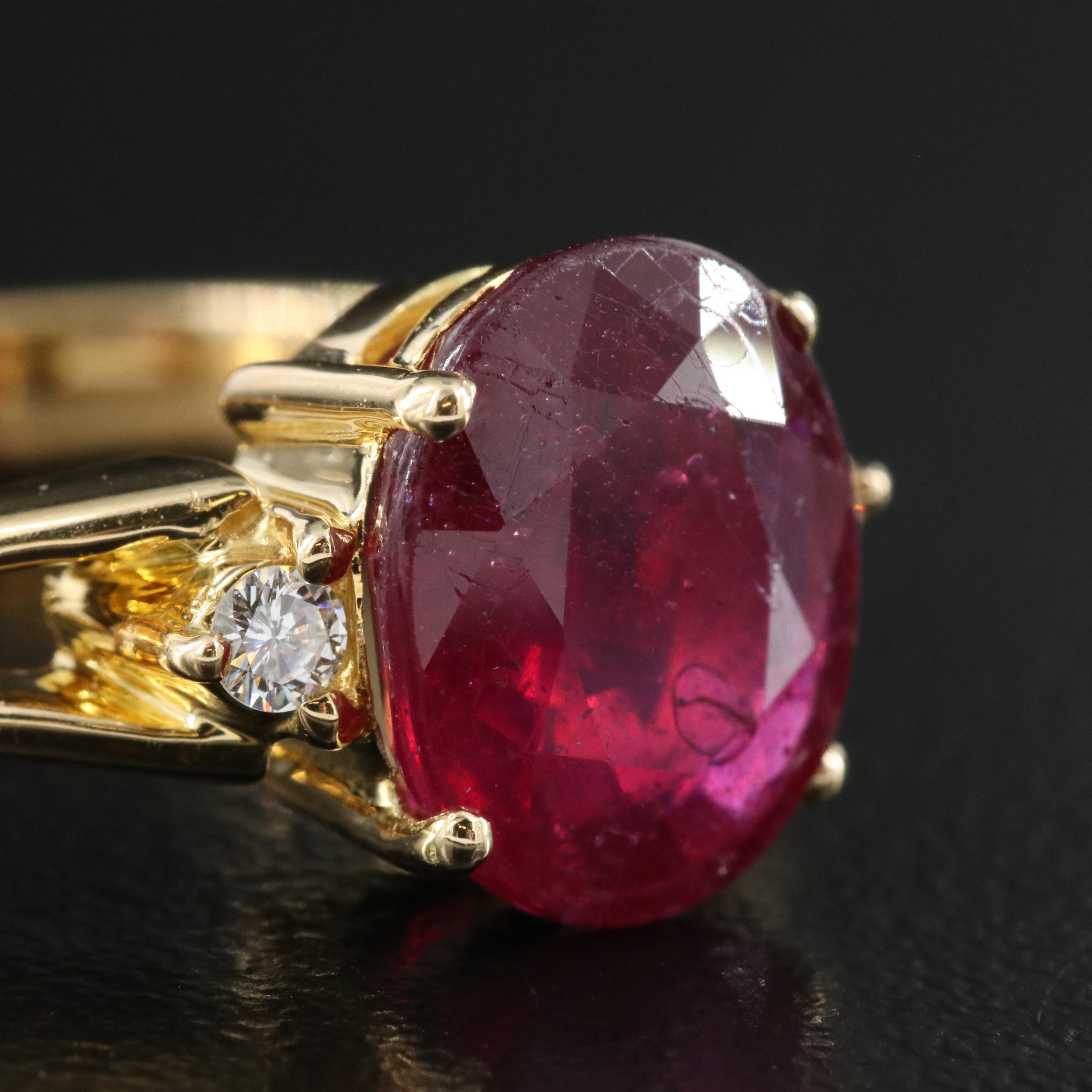 18K Corundum and Diamond Ring | EBTH