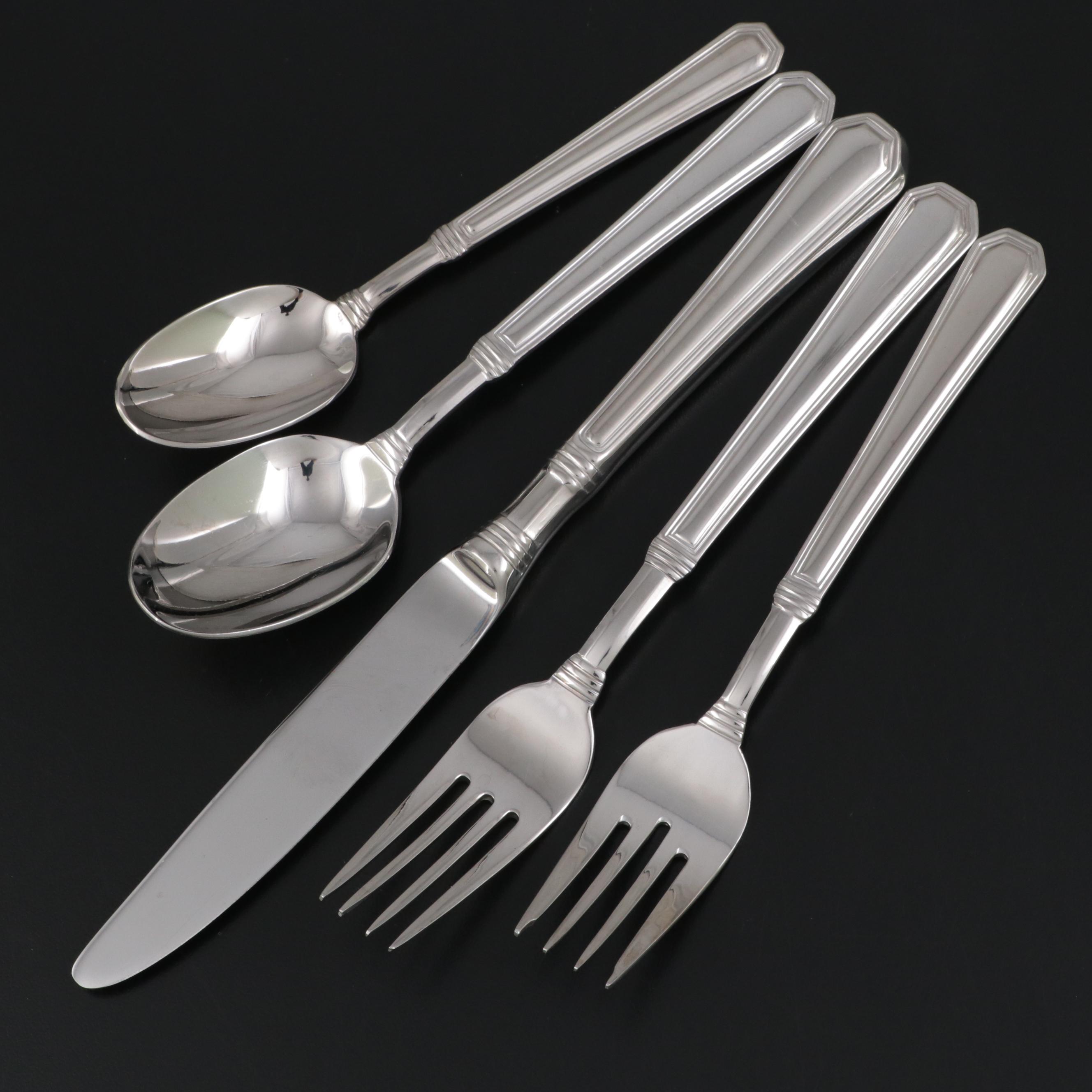 Pfaltzgraff "Providence" Stainless Steel Flatware with Teak Wood ...