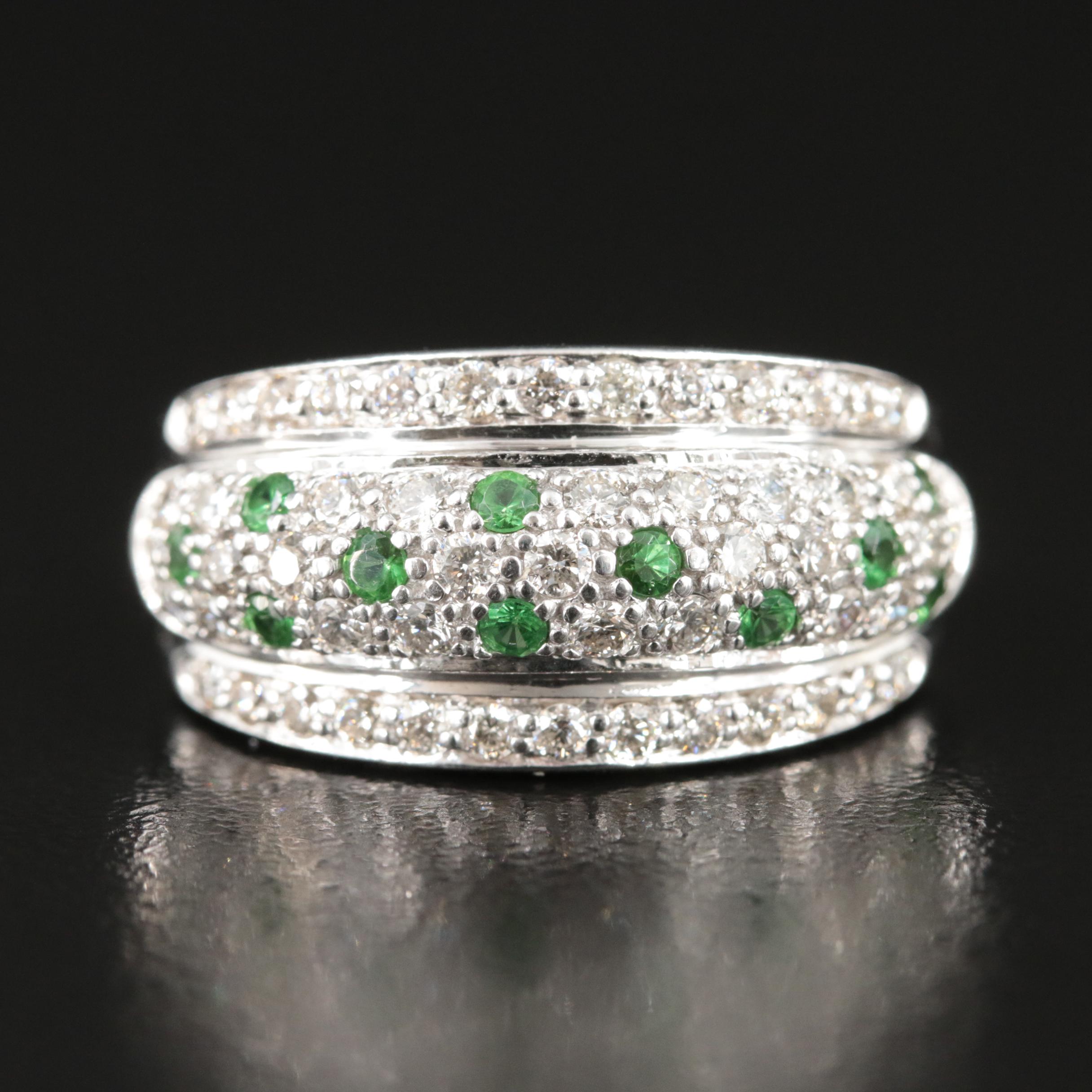18K Diamond, Tsavorite Garnet and Sapphire Chain Stacking Rings | EBTH