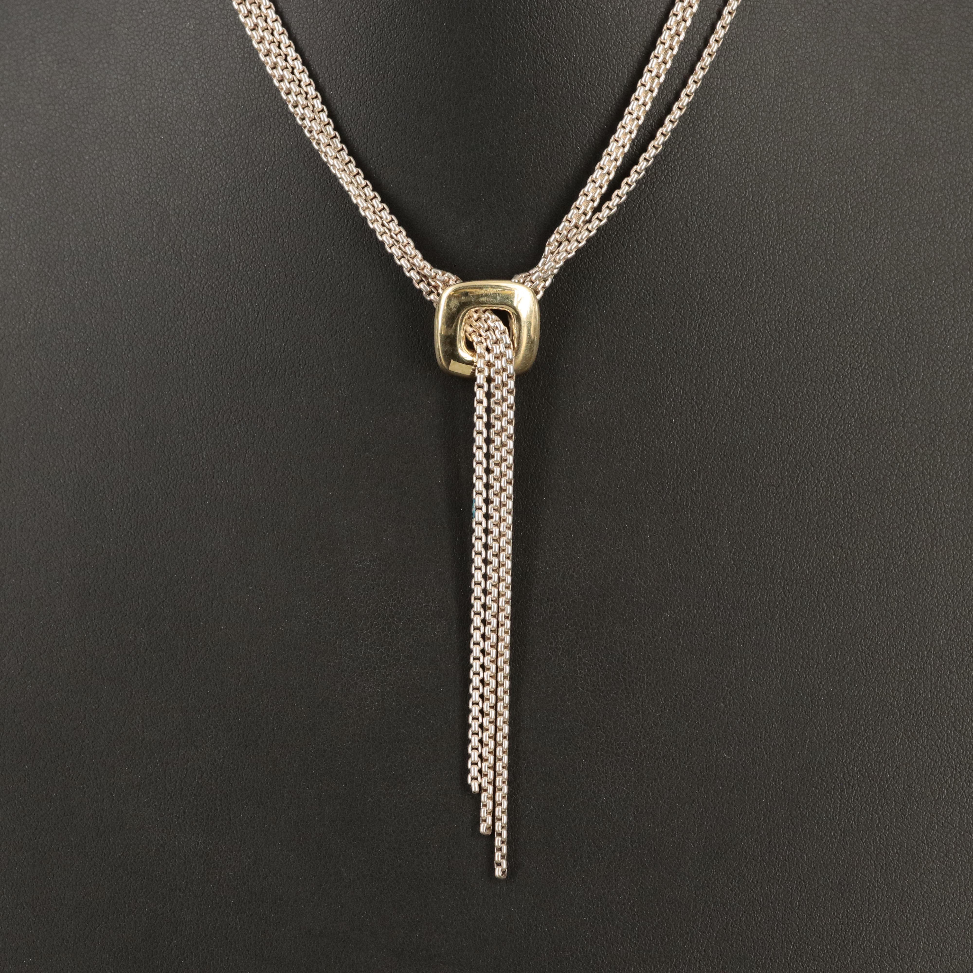 David Yurman Sterling Waterfall Lariat Necklace with 18K Accent | EBTH