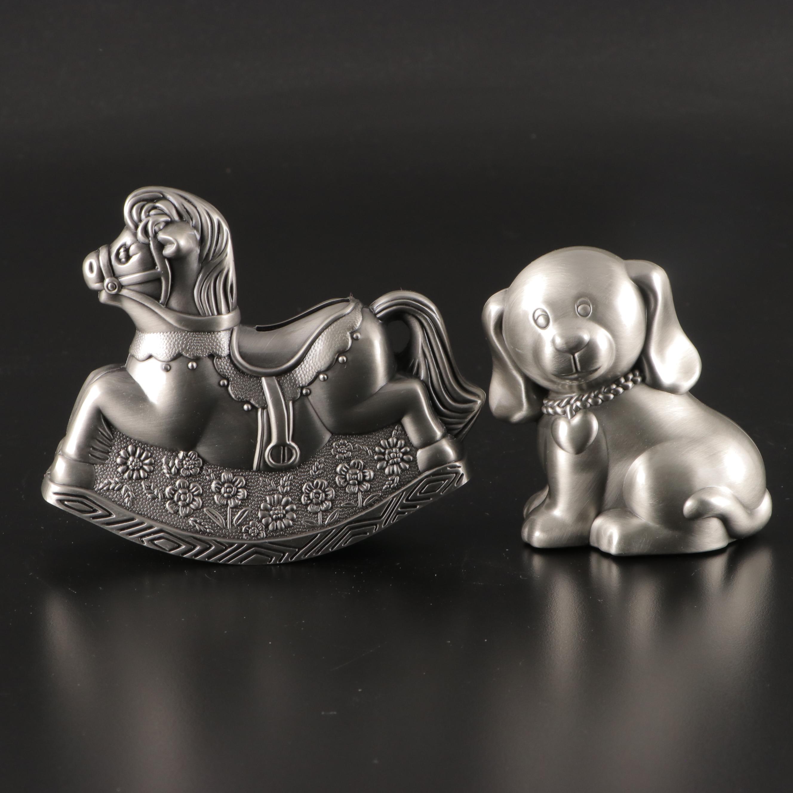 Sheridan and Other Pewter and Silver-Tone Figural Still Coin Banks | EBTH