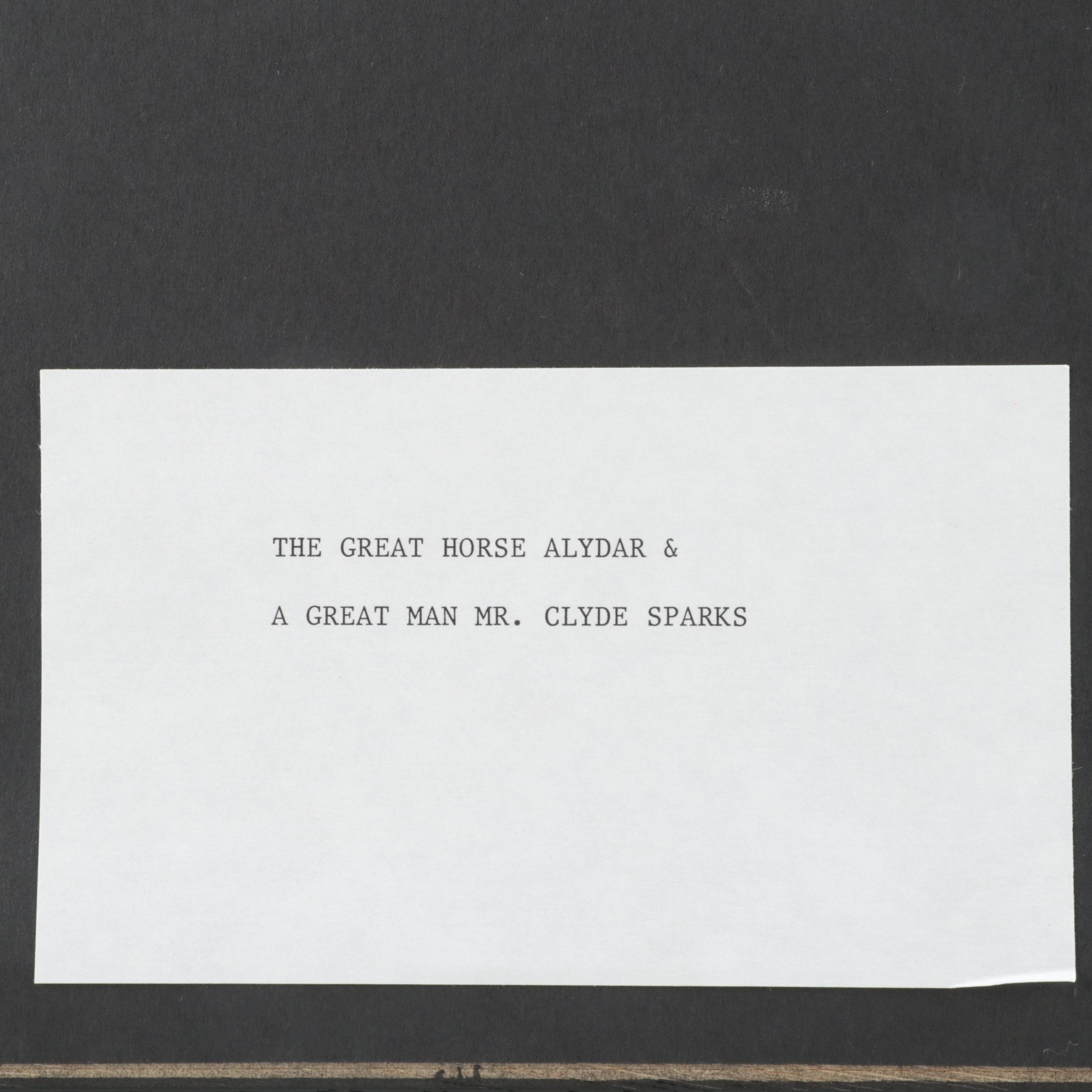 Digital Print of a Photograph of Champion Horse Alydar with Mr. Clyde ...