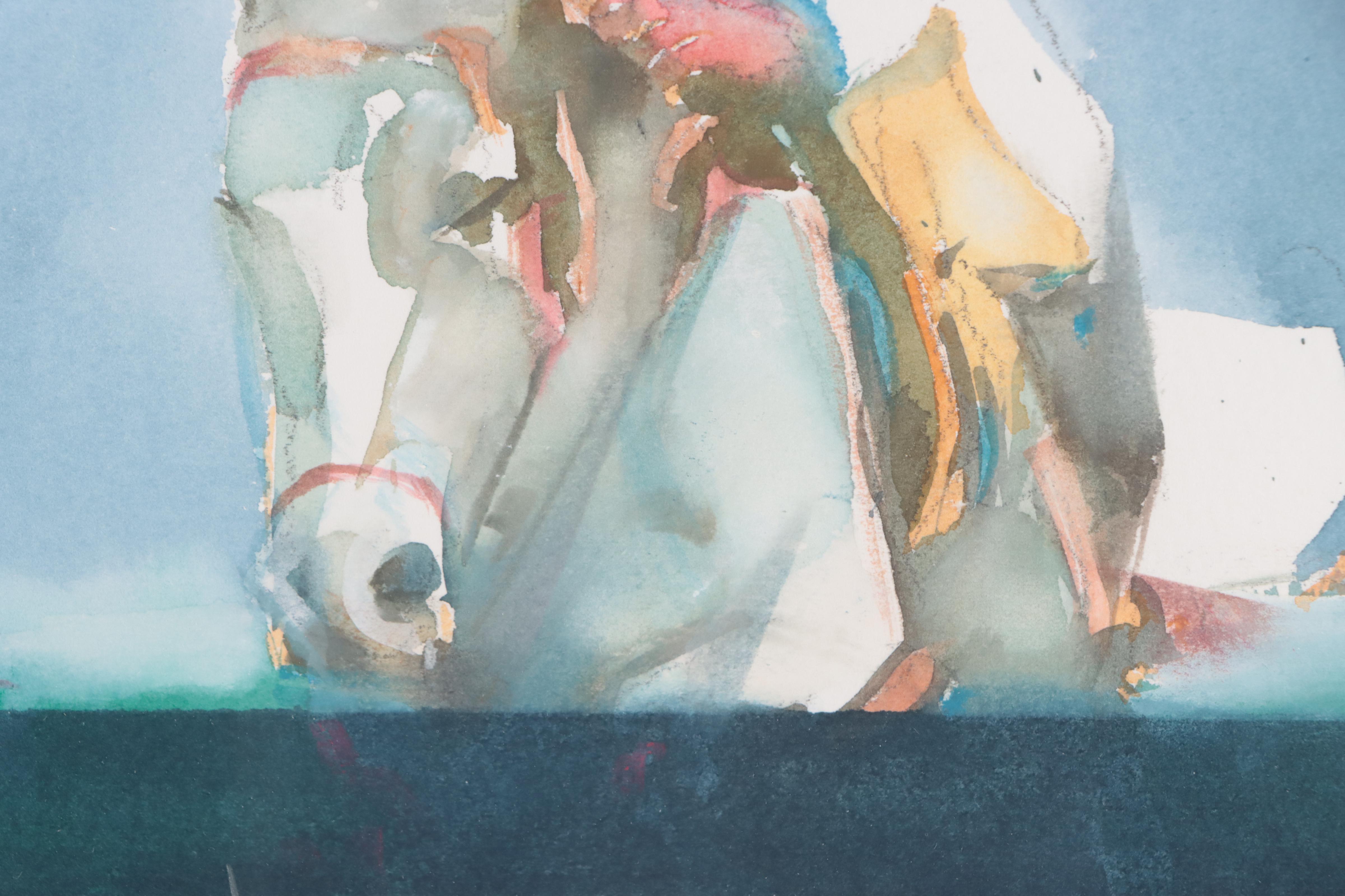 Dalva Duarte Watercolor Painting "Horse Racing," 1990 | EBTH