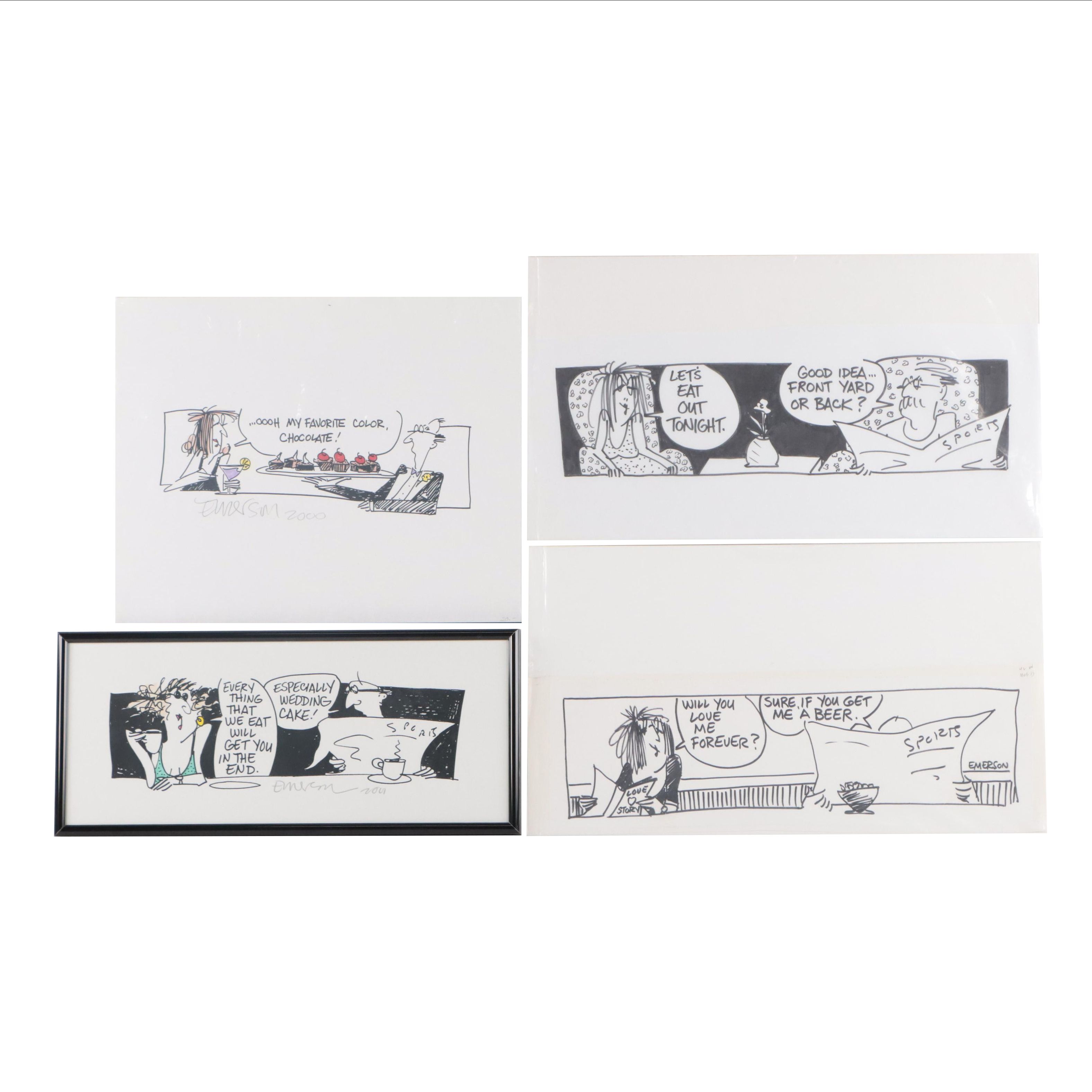 Emerson Quillin Cartoon Ink Drawings and Lithographs | EBTH