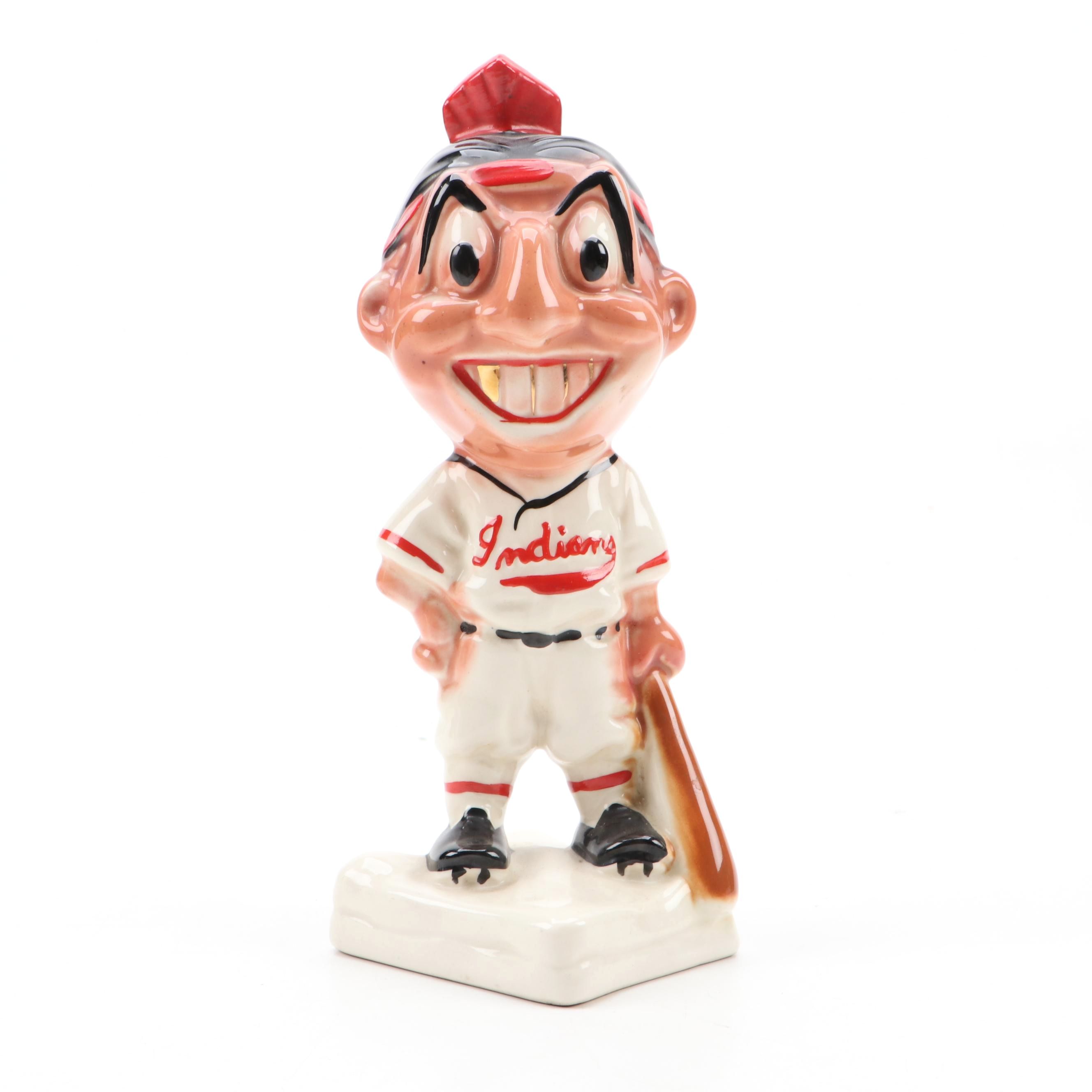 Stanford Pottery Ohio Cleveland Indians Gold Tooth Chief Wahoo Ceramic ...
