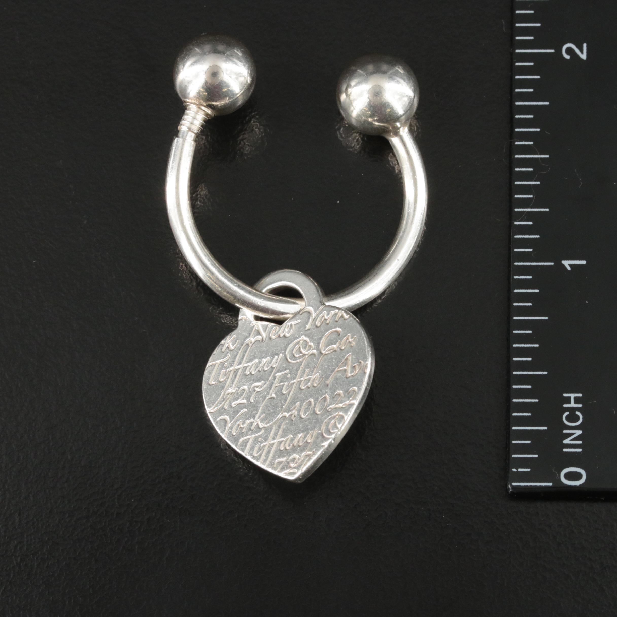 Tiffany & Co. "727 Fifth Avenue" Sterling Heart Tag Key Ring | EBTH