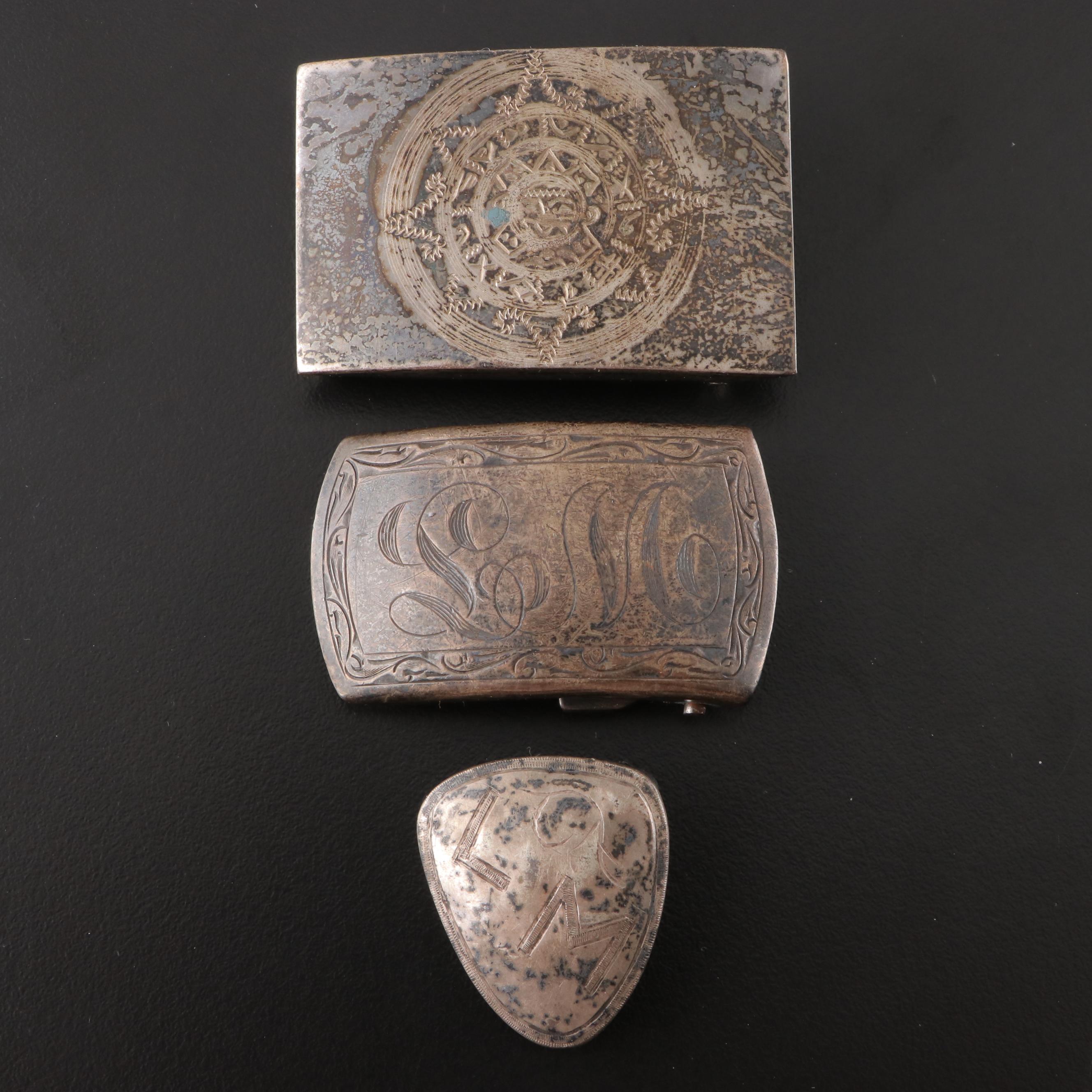 Chased Sterling Silver Belt Buckles and Belt Tip | EBTH