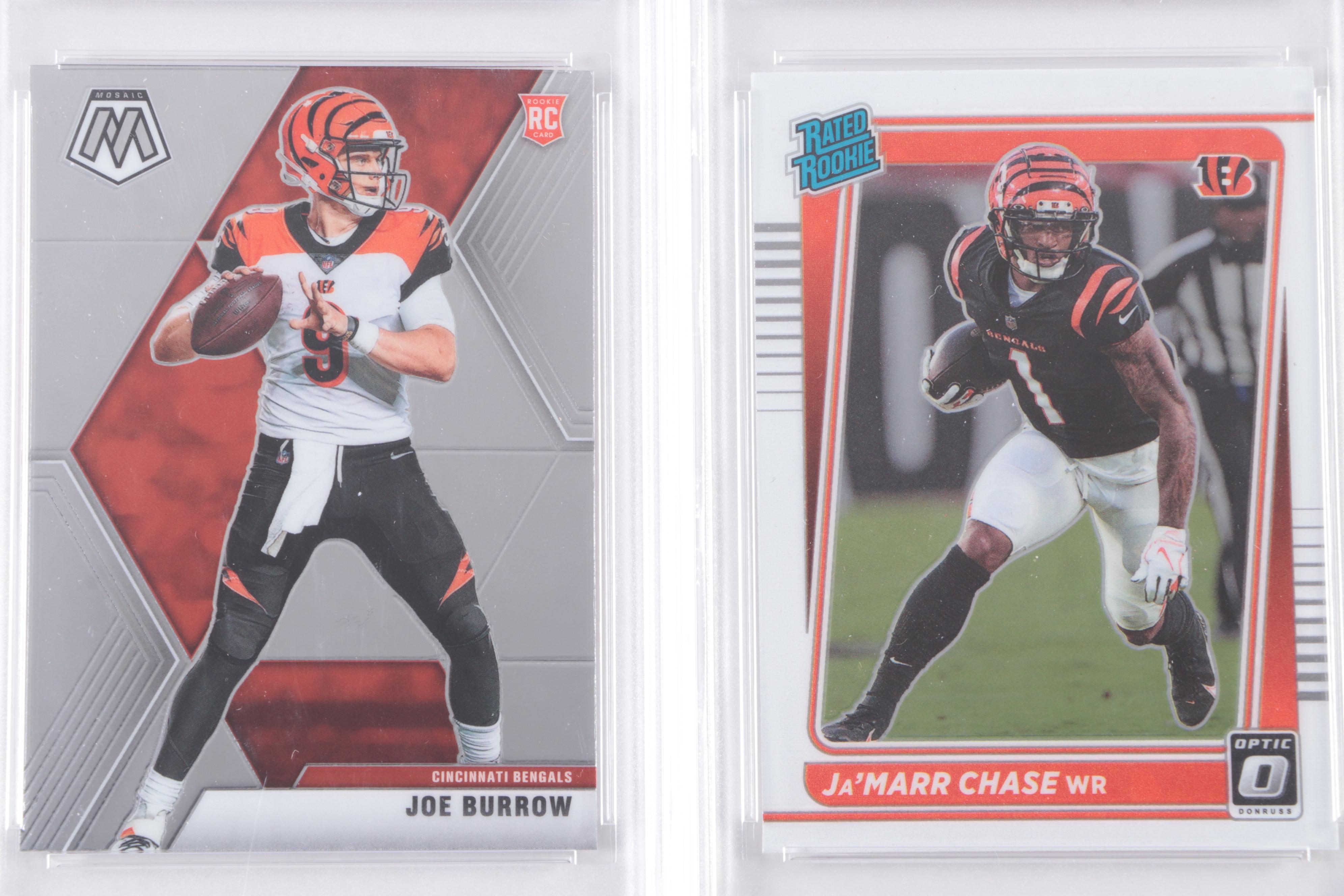 2020 Mosaic Joe Burrow Rookie and 2021 Optic Ja'Marr Chase Rookie ...