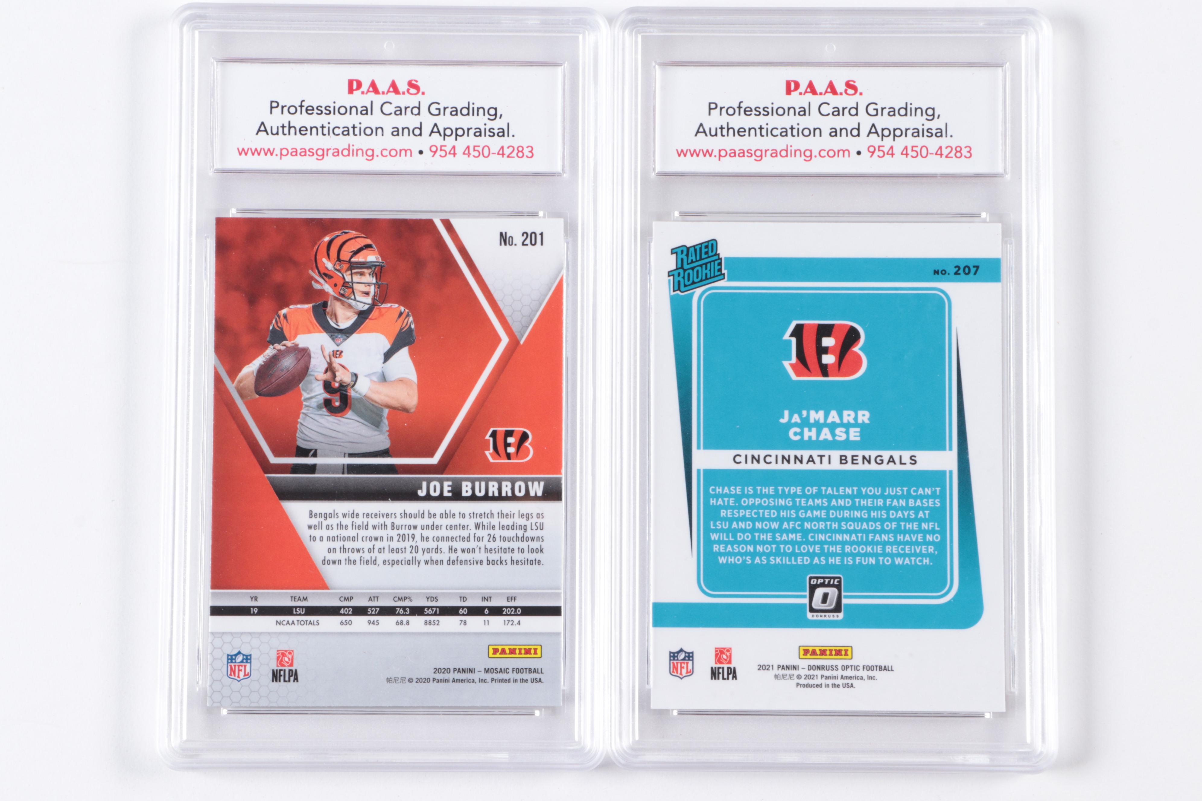 2020 Mosaic Joe Burrow Rookie and 2021 Optic Ja'Marr Chase Rookie ...
