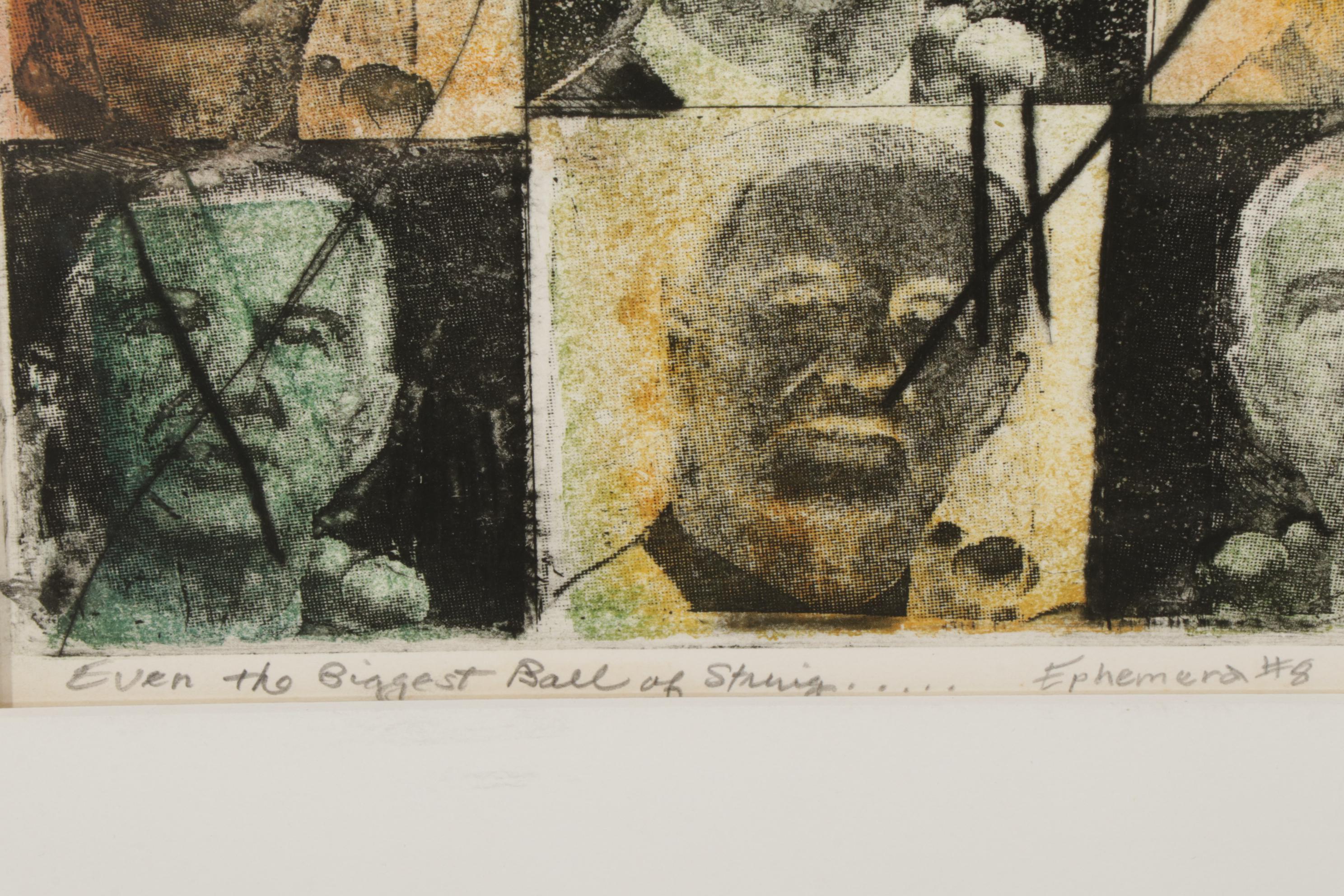 Sidney Chafetz Color Etching "Even the Biggest Ball of String...," 1977 ...